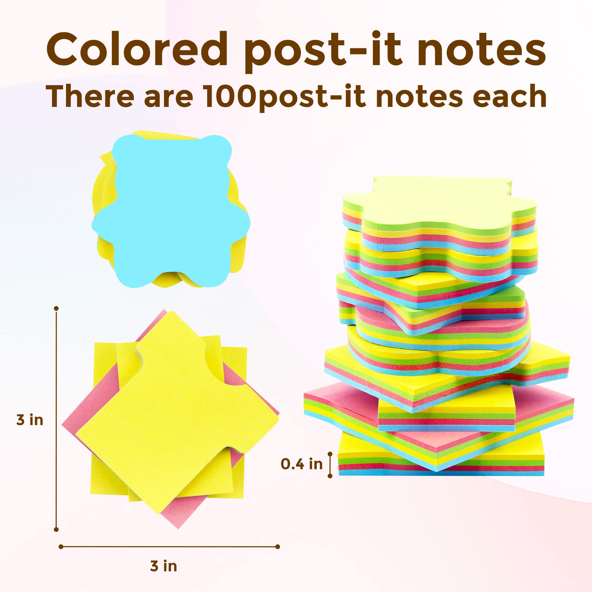 Holylight20 Pad Post it Notes, Cute Sticky Notes, Fun Sticky Notes, 3 x 3 Inches, 100 Pieces/Pad