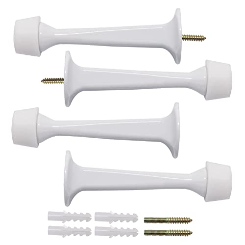 GDFYMI Solid Rigid Door Stops, Heavy Duty Durable Door Stopper Wall Protector with Soft Rubber Tip, Zinc Alloy (White, 4 Pack)
