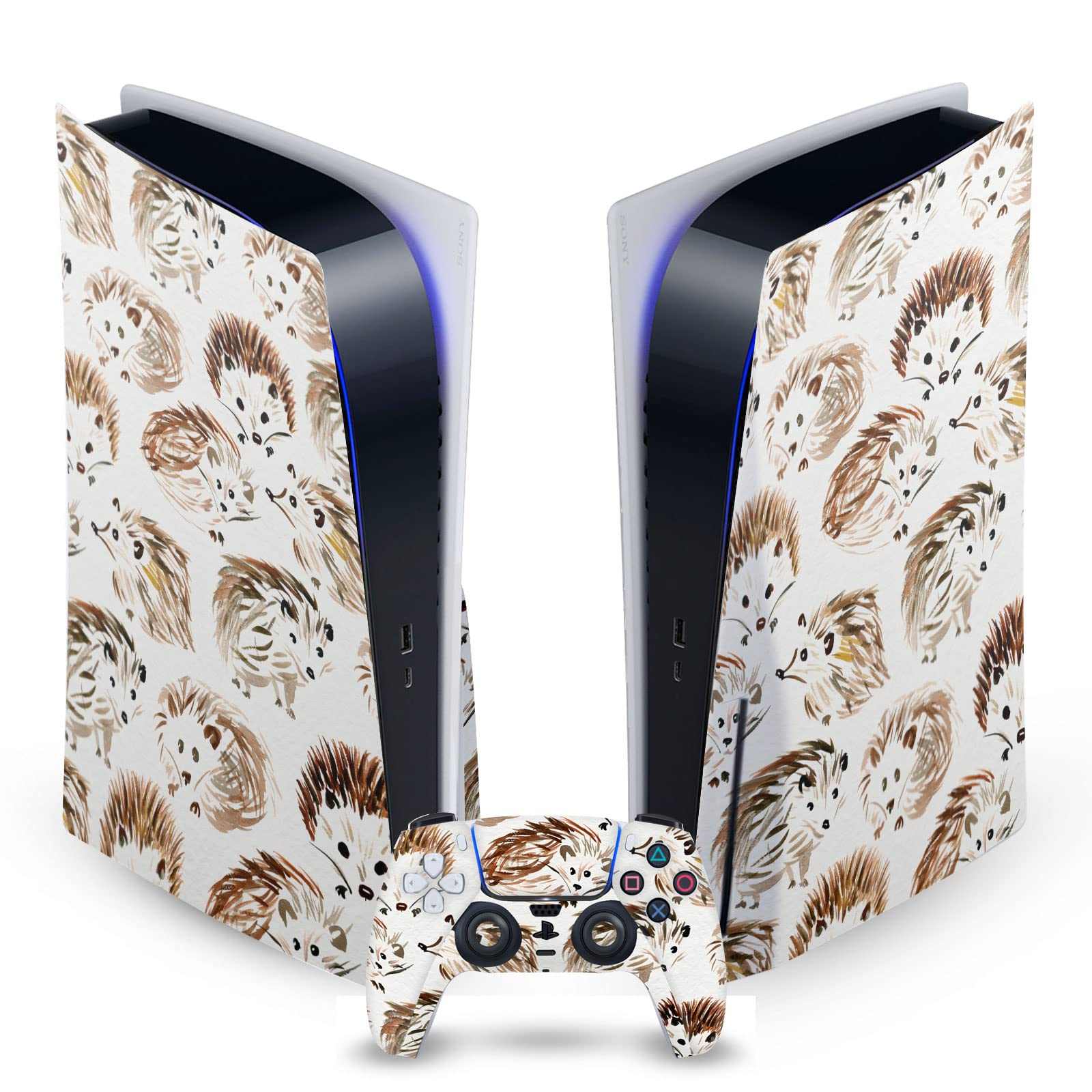 Head Case Designs Officially Licensed Cat Coquillette Hedgehogs Art Mix Matte Vinyl Faceplate Sticker Gaming Skin Case Cover Compatible with Sony Playstation 5 PS5 Disc Console & DualSense Controller