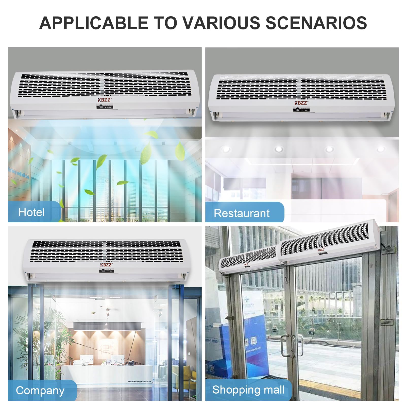 KBZZ 60 Inch White Air Curtain, Super Power 3 Speeds Commercial Indoor Household