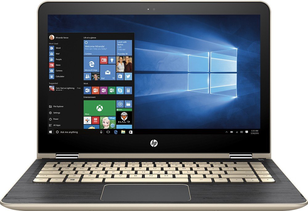 HP 2016 X360 Touchscreen 13.3-inch FHD 1920 x 1080 2-in-1 Convertible Laptop (Intel Core i5-6200U, 8GB RAM, 128GB SSD, HDMI, IPS, Backlit Keyboard, Bluetooth, 802.11ac, Win10- Modern Gold)