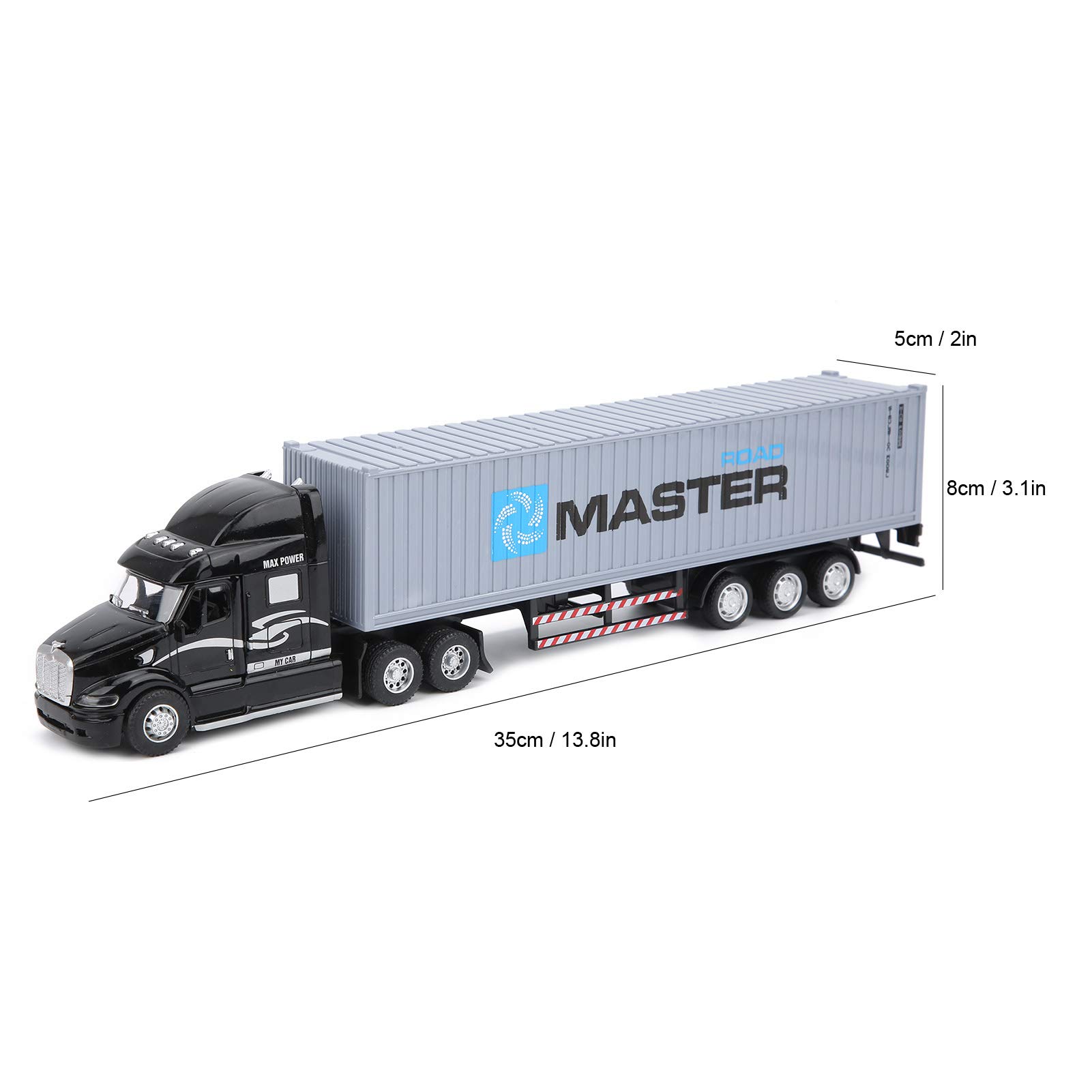 Keenso Alloy Simulation Container Car Model Children Kid Pull Back Car Toy with Sound Light((Black+Grey)) Animal Model Hand-me-Downs, Robots