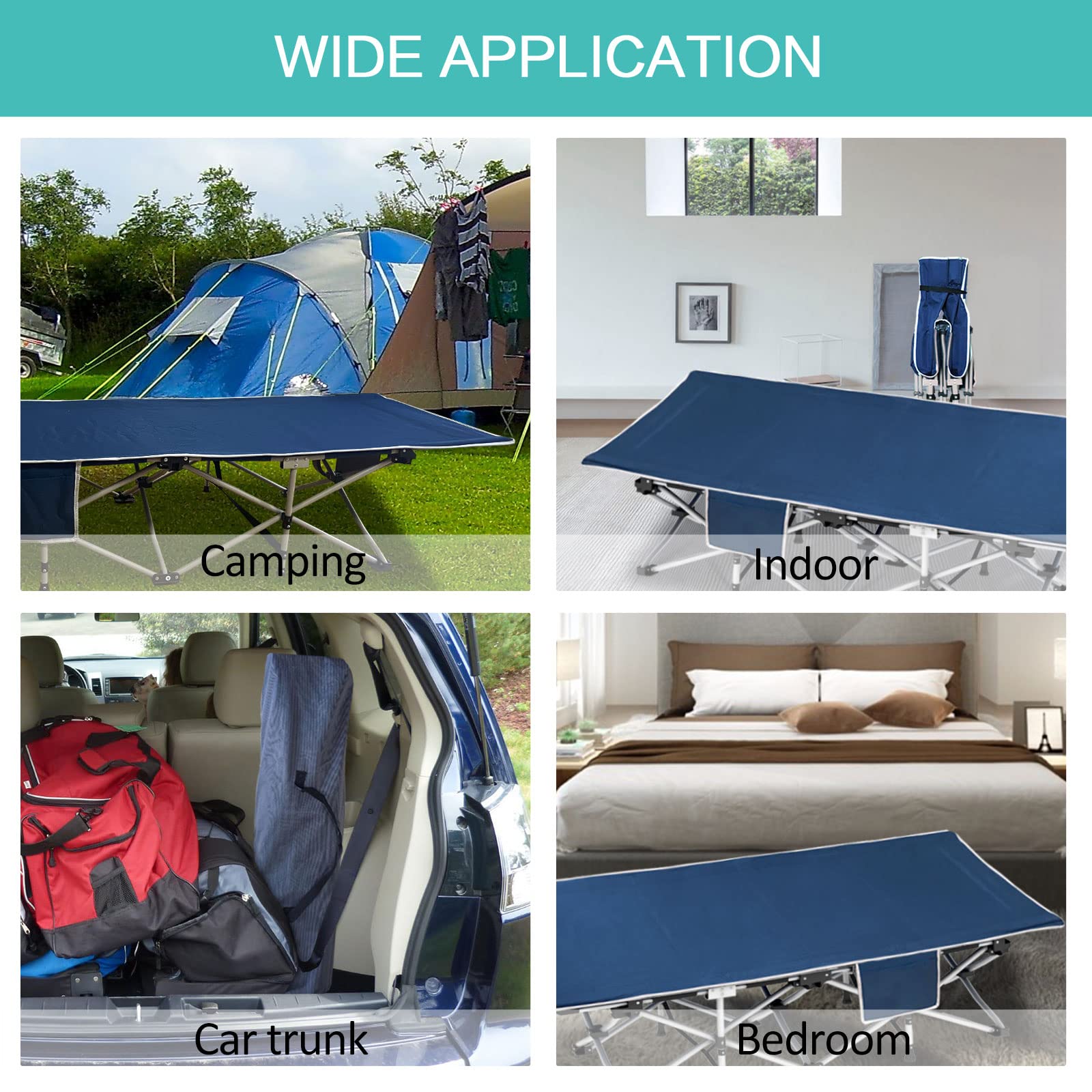 GETOVIN Camping Cot Cots for Sleeping Folding Cot Heavy Duty as Guest Bed with Carry Bag for Adults Home Camping Nap Vacation Outdoor
