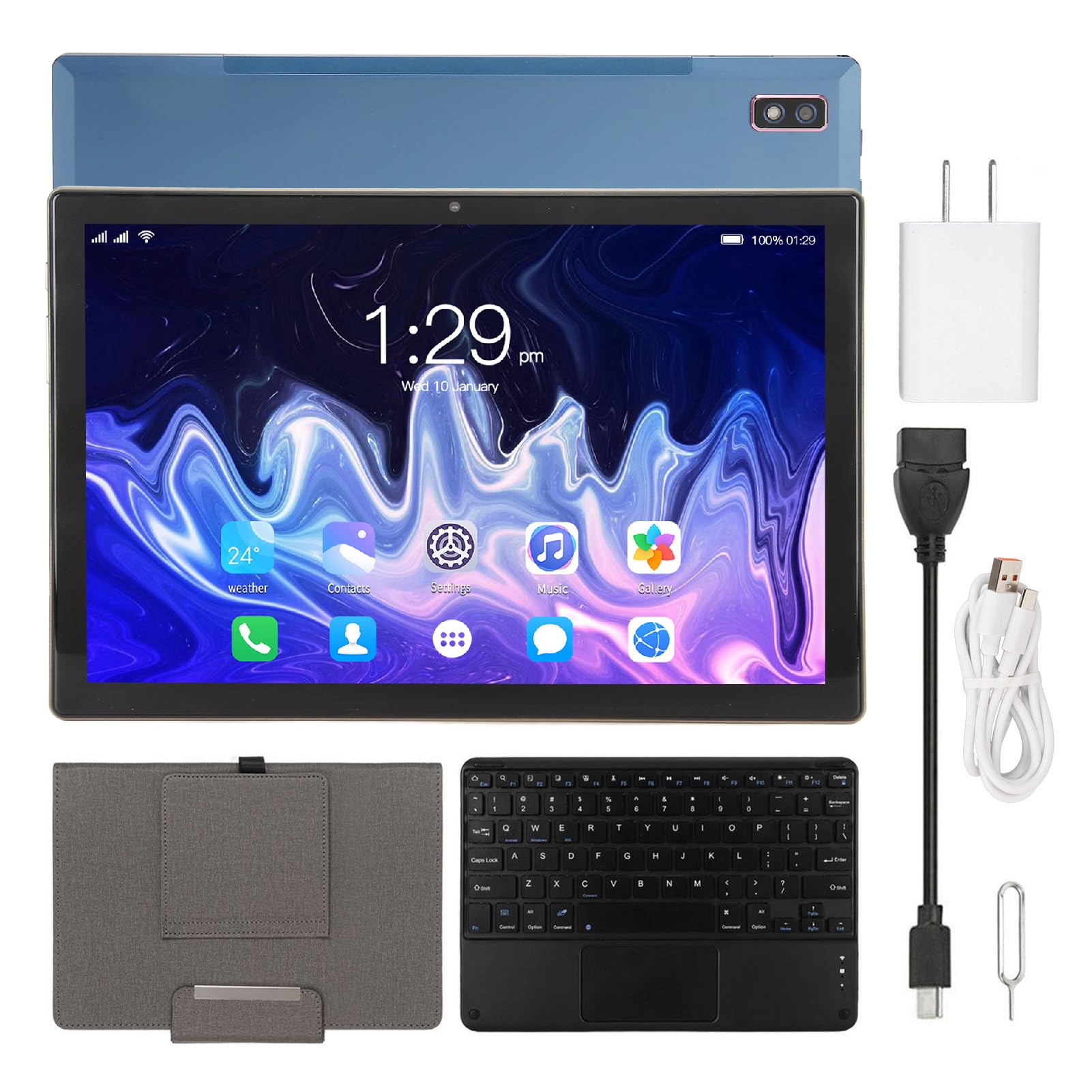 GLOGLOW Digital Tablet, Dual Speakers 10.1 Inch 2 in 1 Tablet FDH Screen for Reading for Game (US Plug)