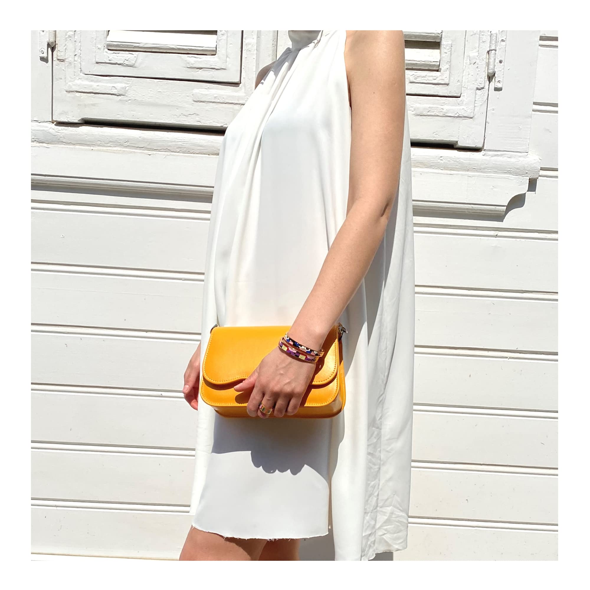 Handbag Womens,Women Shoulder Bag,Vegan Leather Handmade Woman Bag,Completely Handcrafted, Trendy (Yellow)