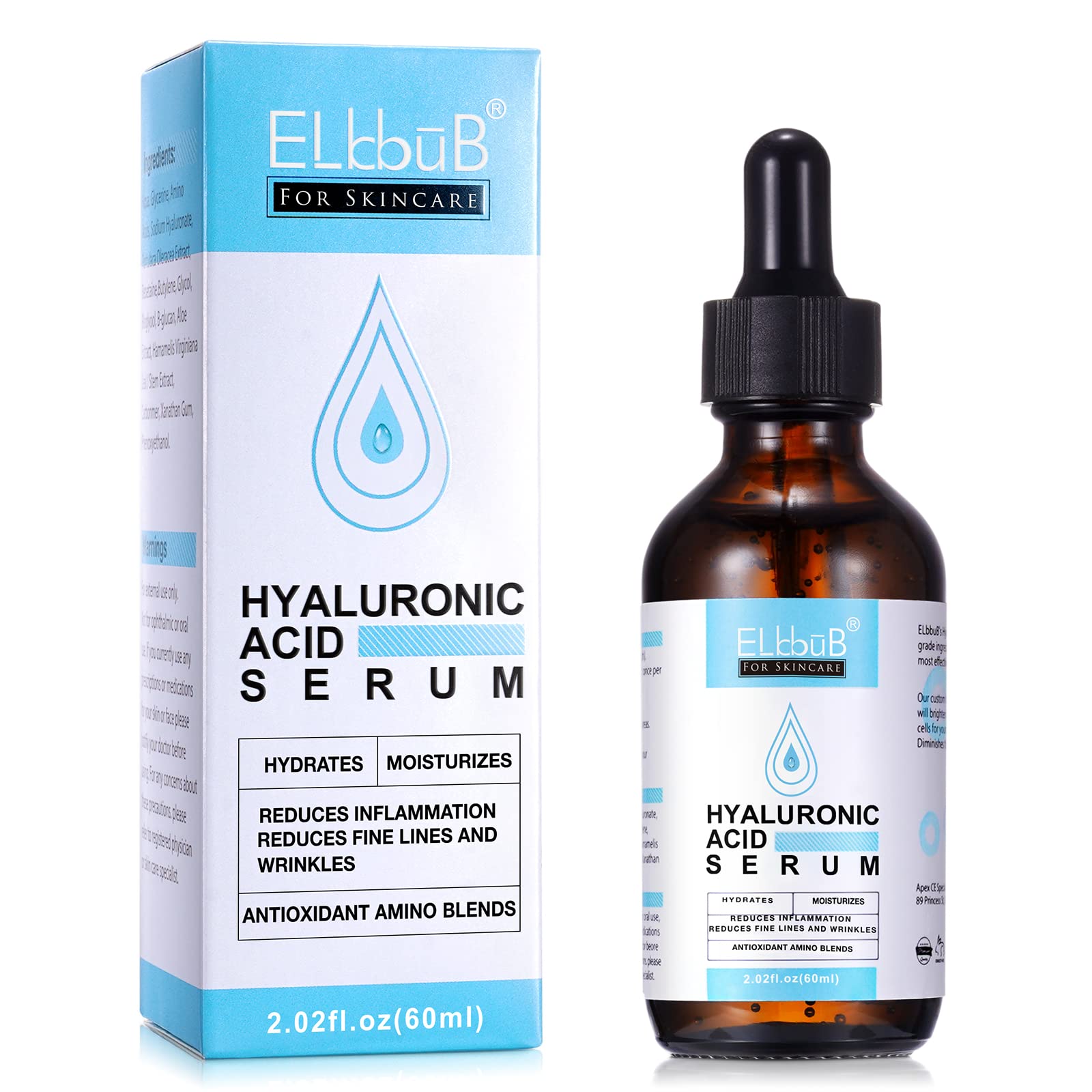 Hyaluronic Acid Serum -Anti-Aging, Moisturizing Wrinkle Serum for Erasing Fine Lines and Wrinkles Soft Hydrating Easy Absorption Anti Aging Serum 30ml * 2