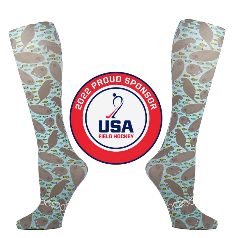 Hocsocx Manatees Socks Performance Liner Moisture-Wicking Protection for Field Hockey, Ice Hockey, and Soccer