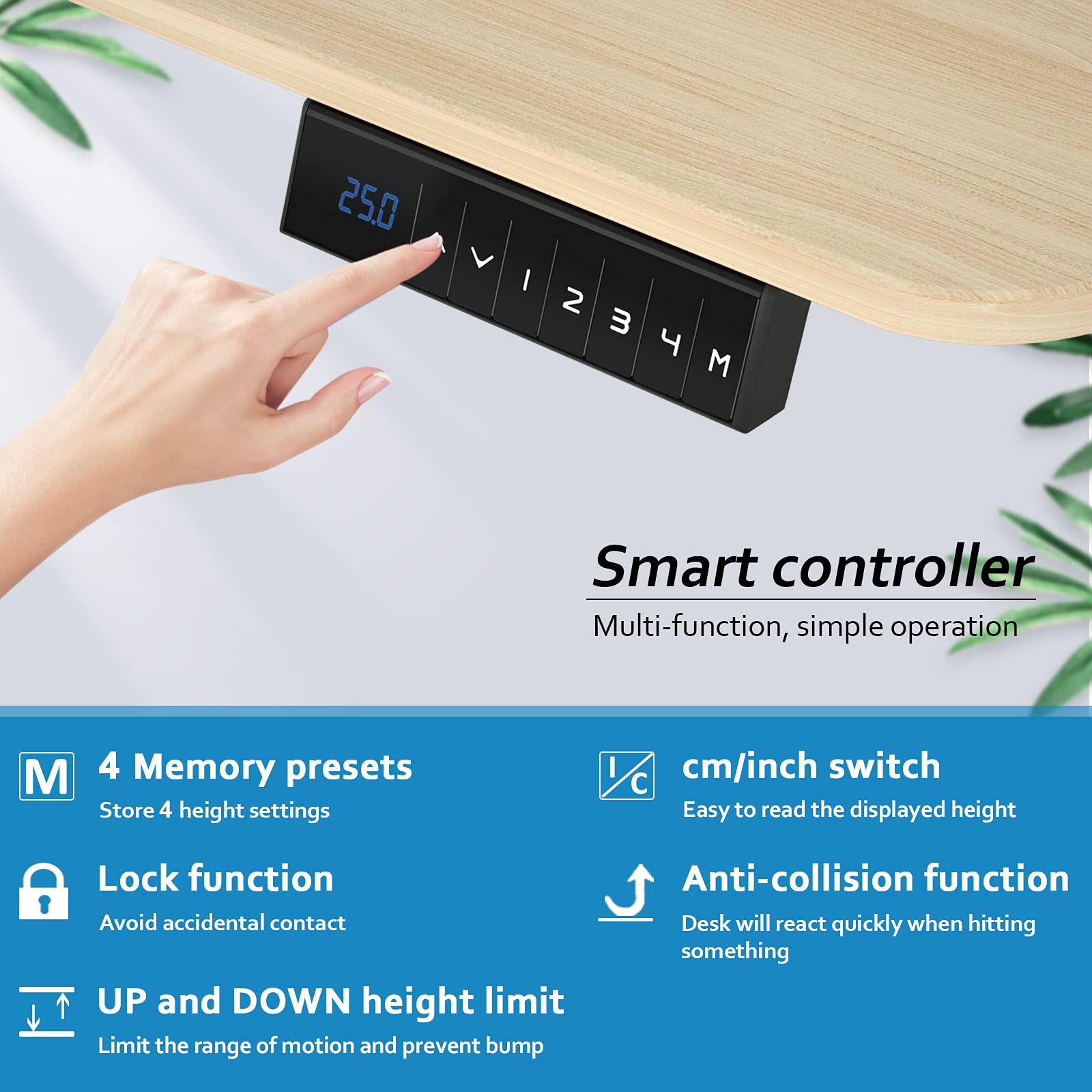 HAIAOJIA Electric Stand up Desk Frame, Dual Motor Load 270lbs Ergonomic Electric Standing Desk Frame 3-Stage Height Adjustable with Memory Controller - Frame Only