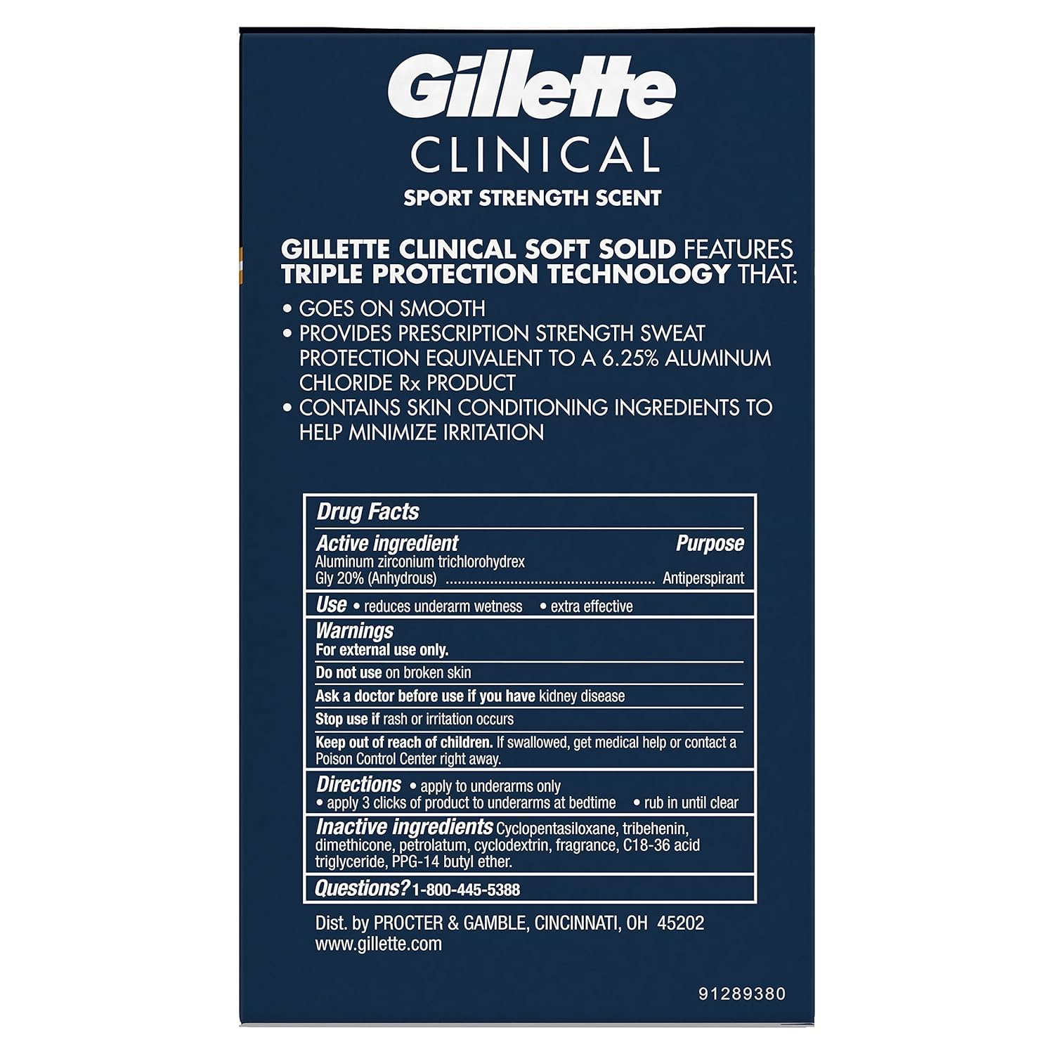Gillette Clinical Strength Sport Triumph Odor Protection Soft Solid Antiperspirant/Deodorant 1.7 Ounce (Pack of 2)