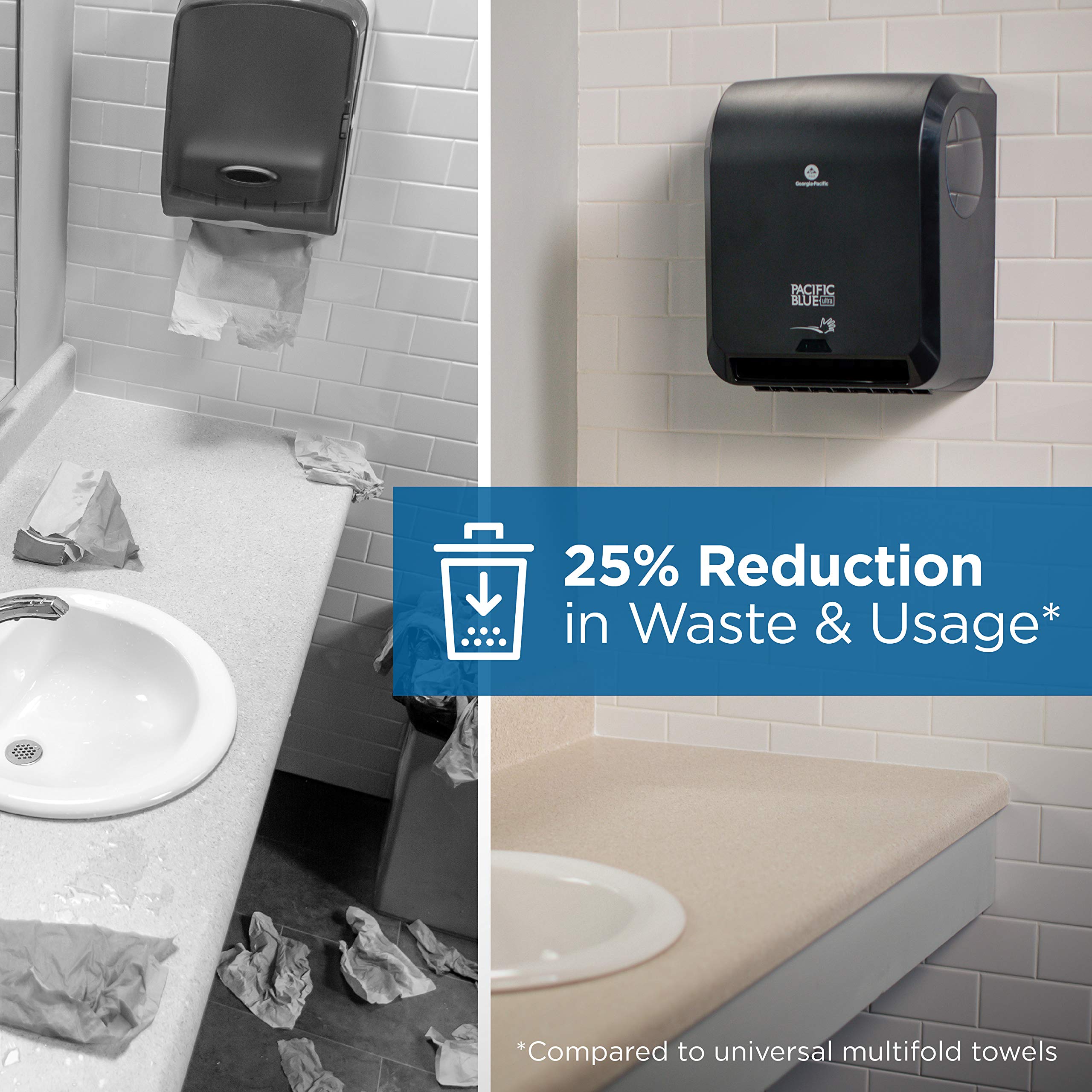 Georgia-Pacific Blue Ultra 8" High-Capacity Mechanical Touchless Paper Towel Dispenser by PRO , Black, 59589, 12.9" W x 9" D x 16" H, 1 Dispenser