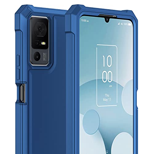HAIJ for TCL 40 XL case, with Tempered Glass Screen Protector 360 Full-Body Soft TPU Bumper Shockproof Silicone Protective Phone Cover Case for TCL 40XL 6.75" 2023 (Blue)