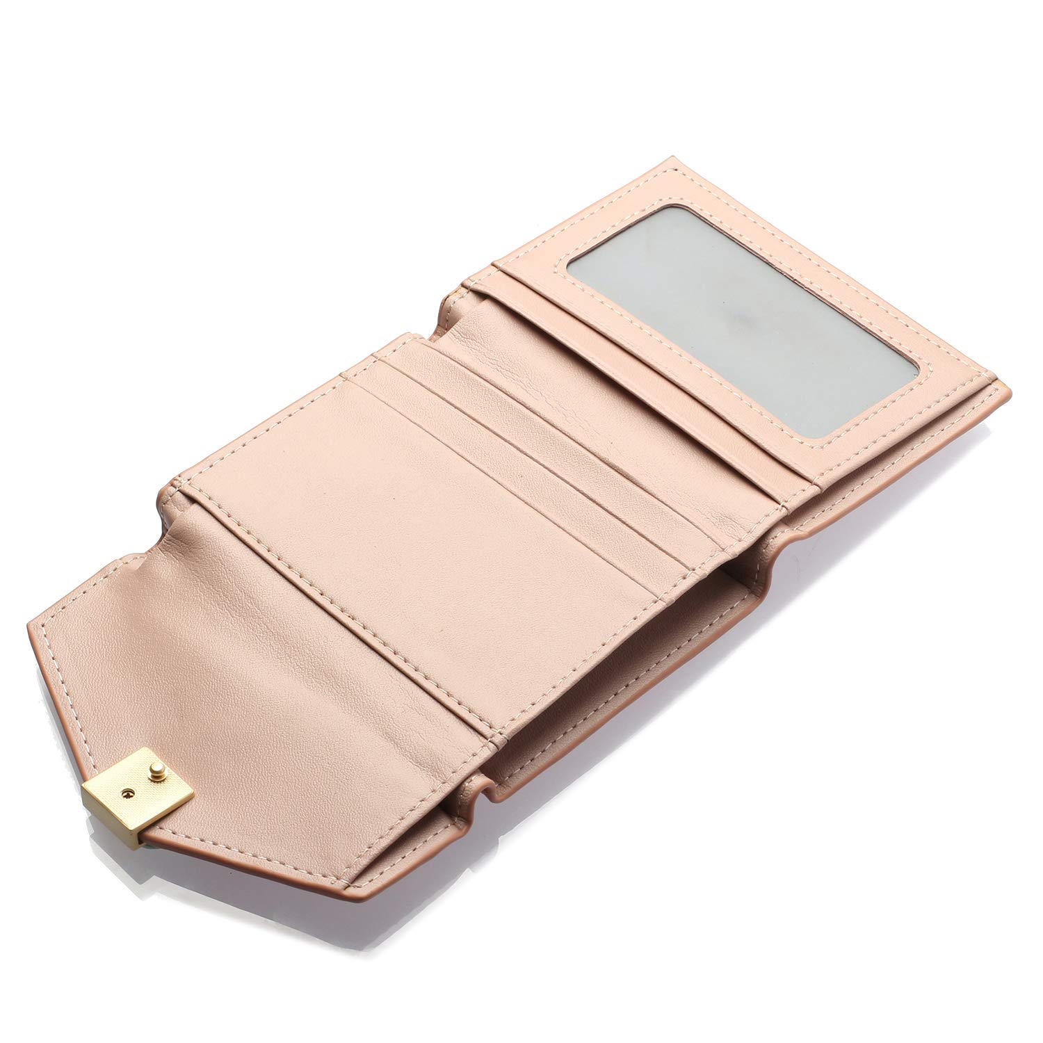 Genuine Leather Wallet for Women, Rivet Studded Money Organizer, Smart Leather Credit Card Case, Multipurpose Small Purse (Pink)
