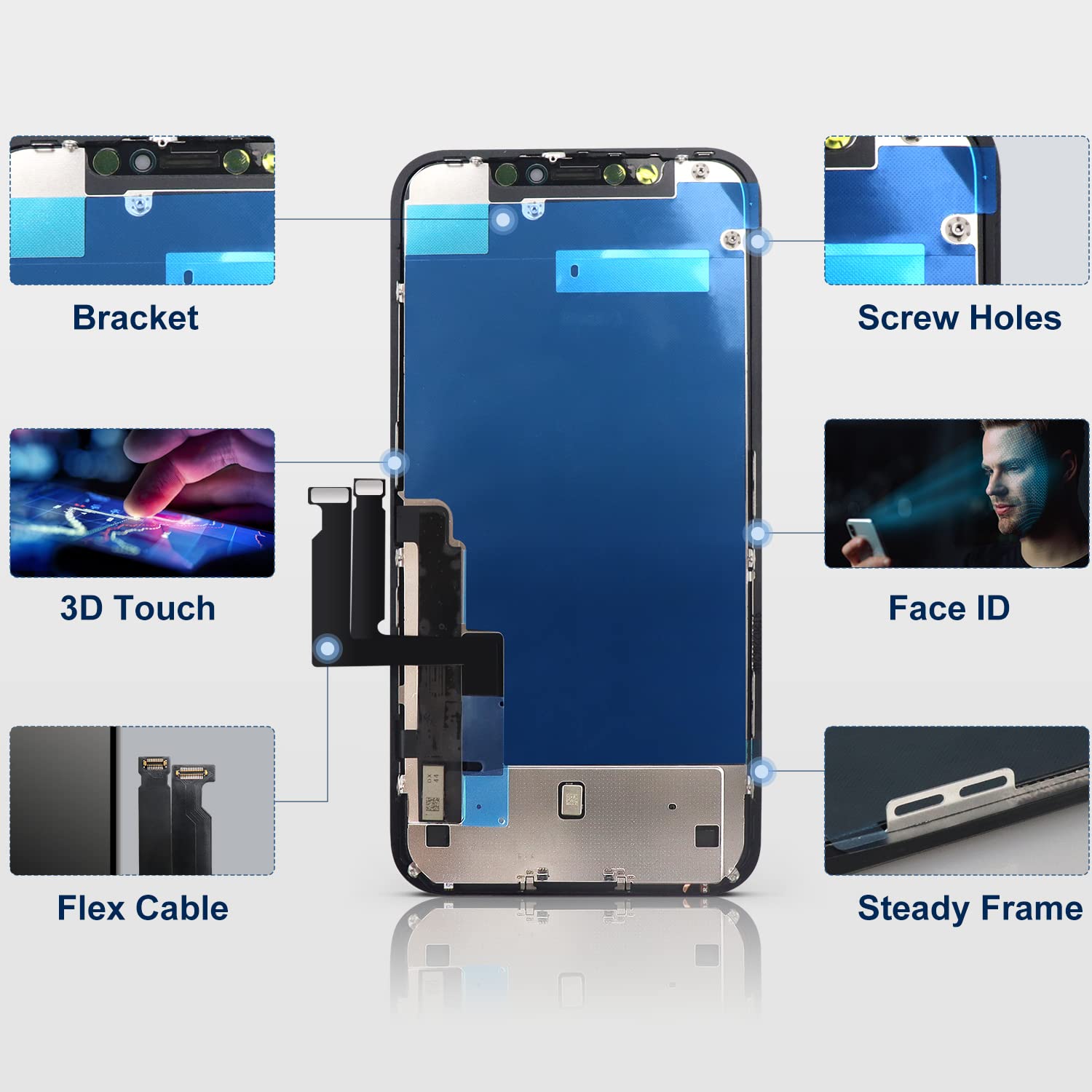 Keytas for iPhone 11 Screen Replacement Kit 6.1 Inch LCD for iPhone 11 3D Display Touch Screen Digitizer Full Assembly with Tools Kit+ Screen Tempered Protector+ Waterproof Frame Adhesive.