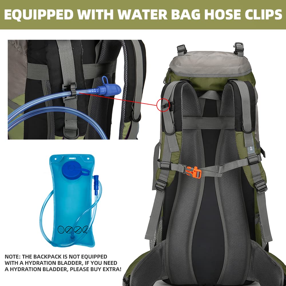 HongXingHai 70L Camping Hiking Backpack with Rain Cover Waterproof Backpacking Backpack for Hiking Treeking Climbing Outdoor (ArmyGreen)