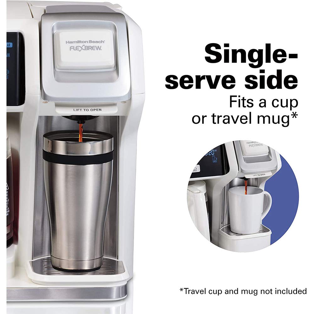 Hamilton Beach 49947 FlexBrew 2 Way Coffee Maker: Single-Serve or 12 Cup Pot, White Bundle with Victor Allen Colombian Single Serve Brew Cups of Coffee - Includes 3 K-Cups