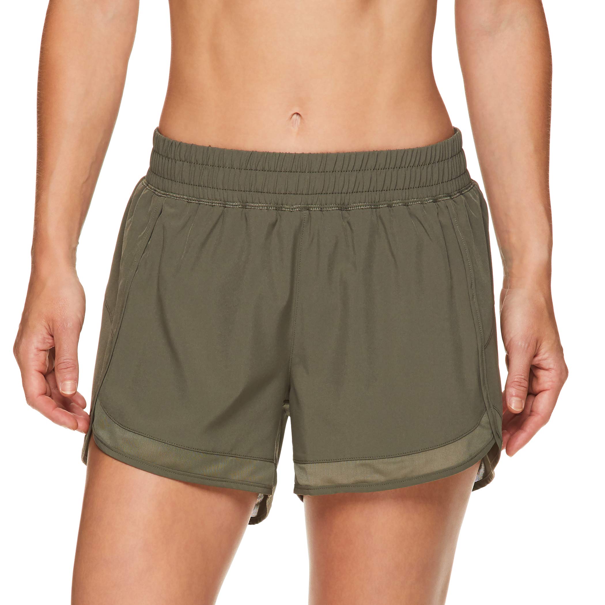 Gaiam Women's Warrior Yoga Short - Bike & Running Activewear Shorts - 3 Inch Inseam - Dusty Olive Mesh, X-Large