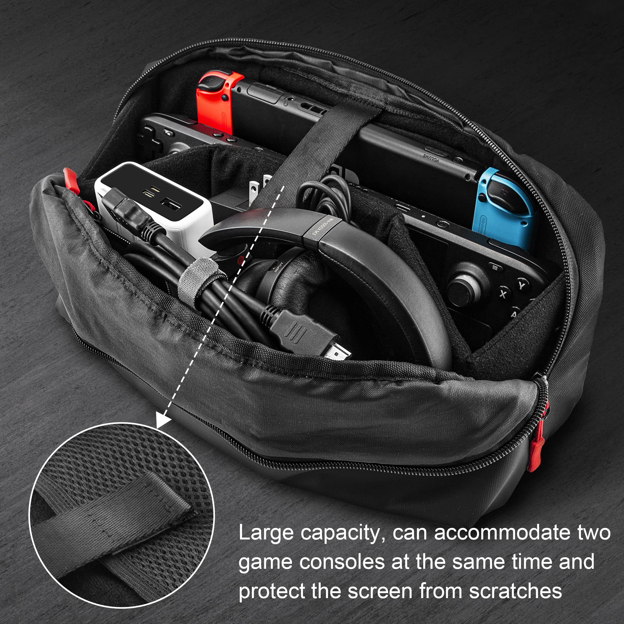 heclynis Carrying Bag for Nintendo Switch, Lightweight Carrying Case for Nintendo Switch OLED, Padded Shoulder Bag Travel Case Storage Case for Steam Deck Nintendo Switch Console