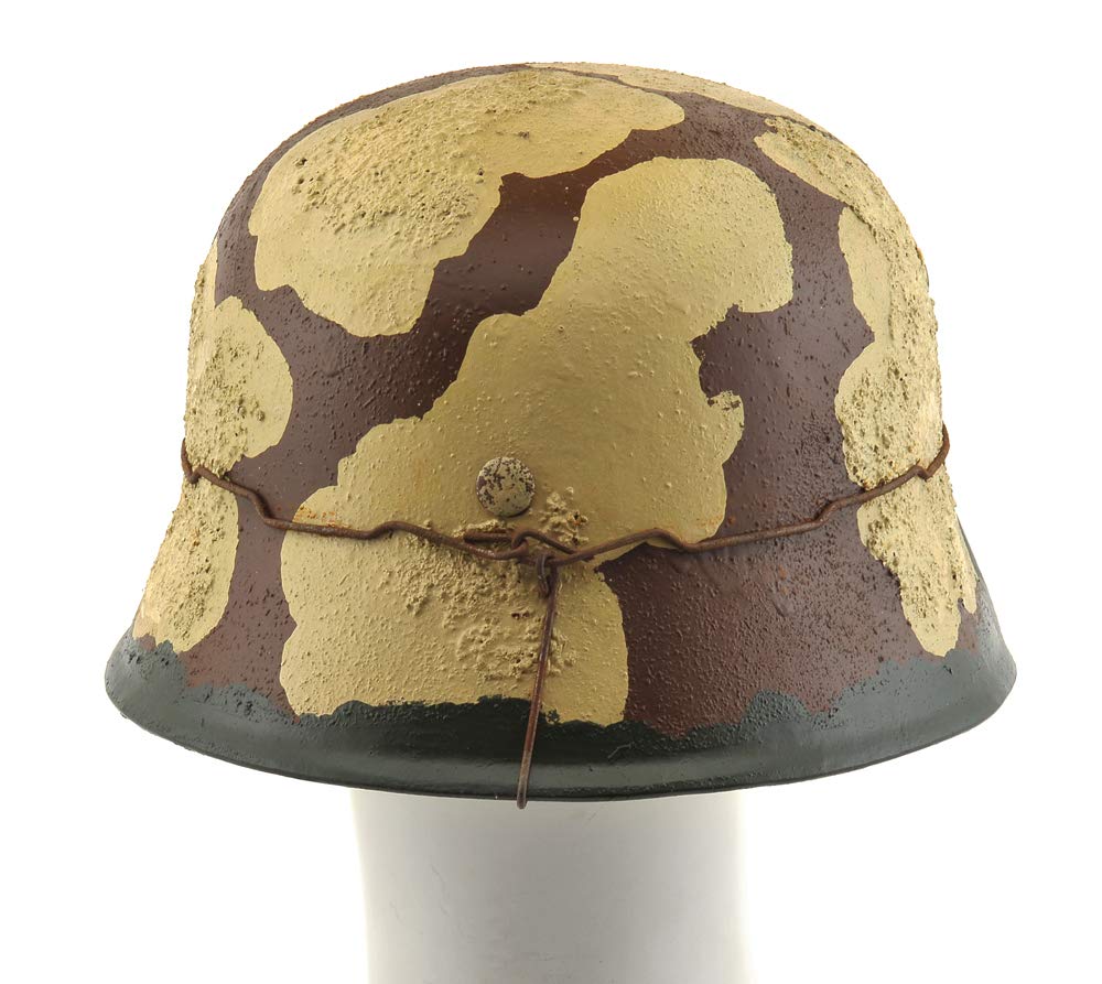 German WW2 M35 Afrika Korps Wehrmacht Helmet Textured Brown Tan Camouflage with Wire 1138WWS