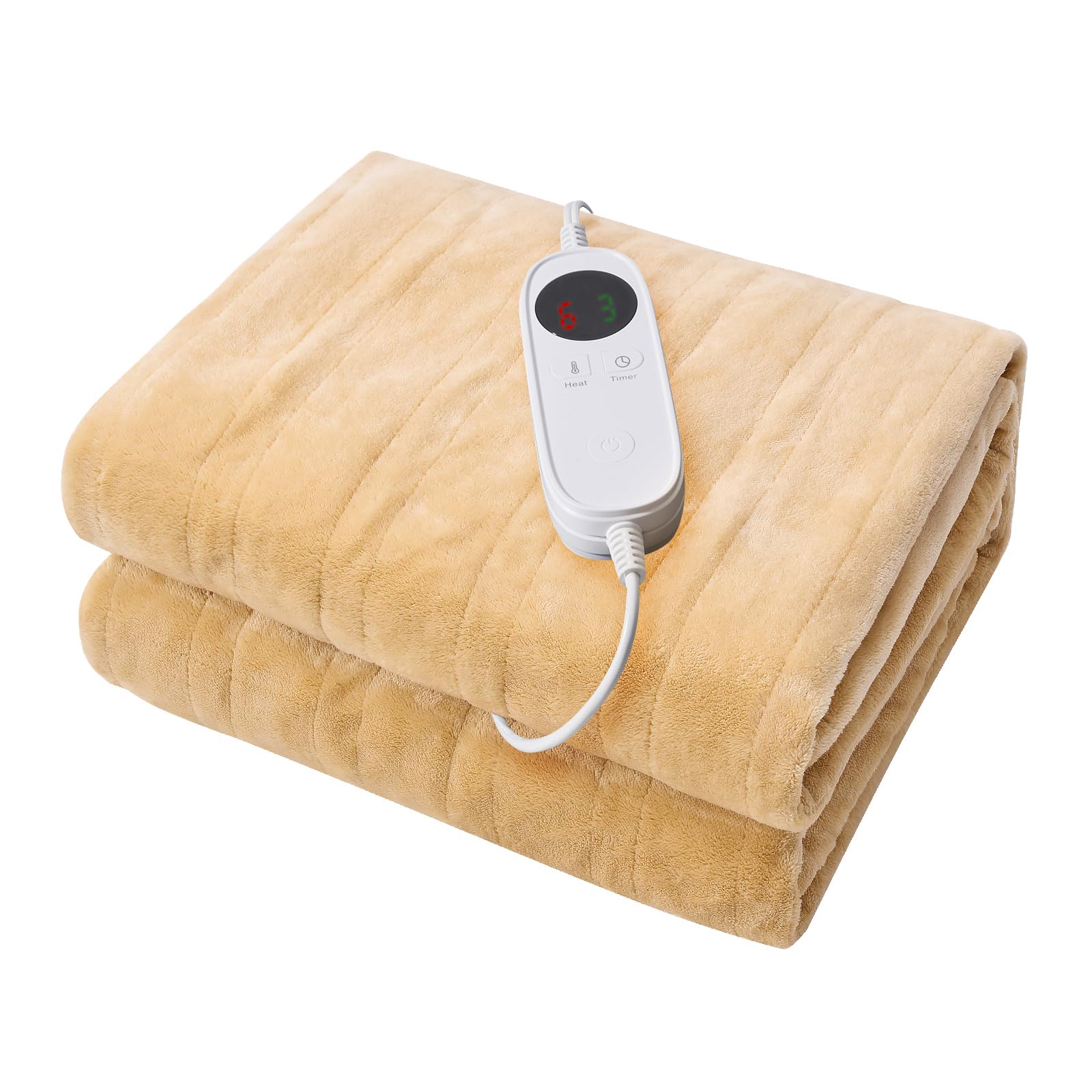 HYLEORY Heated Blanket Electric Throw Black 50" x 60" Flannel Fast Heating Blanket,6 Heat Settings 9 Hour Auto Shut Off,Home Office Use Machine Washable
