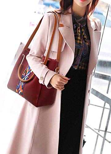 Generic 4 Pack Women Handbag Set, Soft PU Leather Top Handle Bag Set, Tote Bag, Shoulder Bags Crossbody Bag Wallet Purse Burgundy