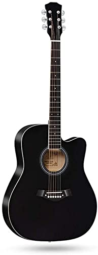 Guitar Kit, String Instrument Electronic Guitar Acoustic Guitar Classical Guitar, Beginner Men and Women Ballad 41 Inch Student Practice Sound Sweet Metal String (Color : A-Black, Size : Long-104cm