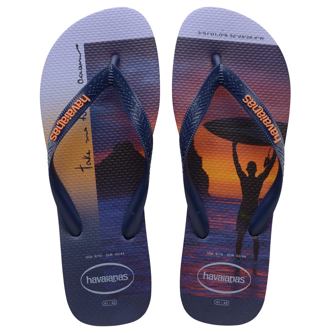 Havaianas Men's Hype Flip Flop Sandal, Navy Blue/Navy Blue/Begonia Orange, 13