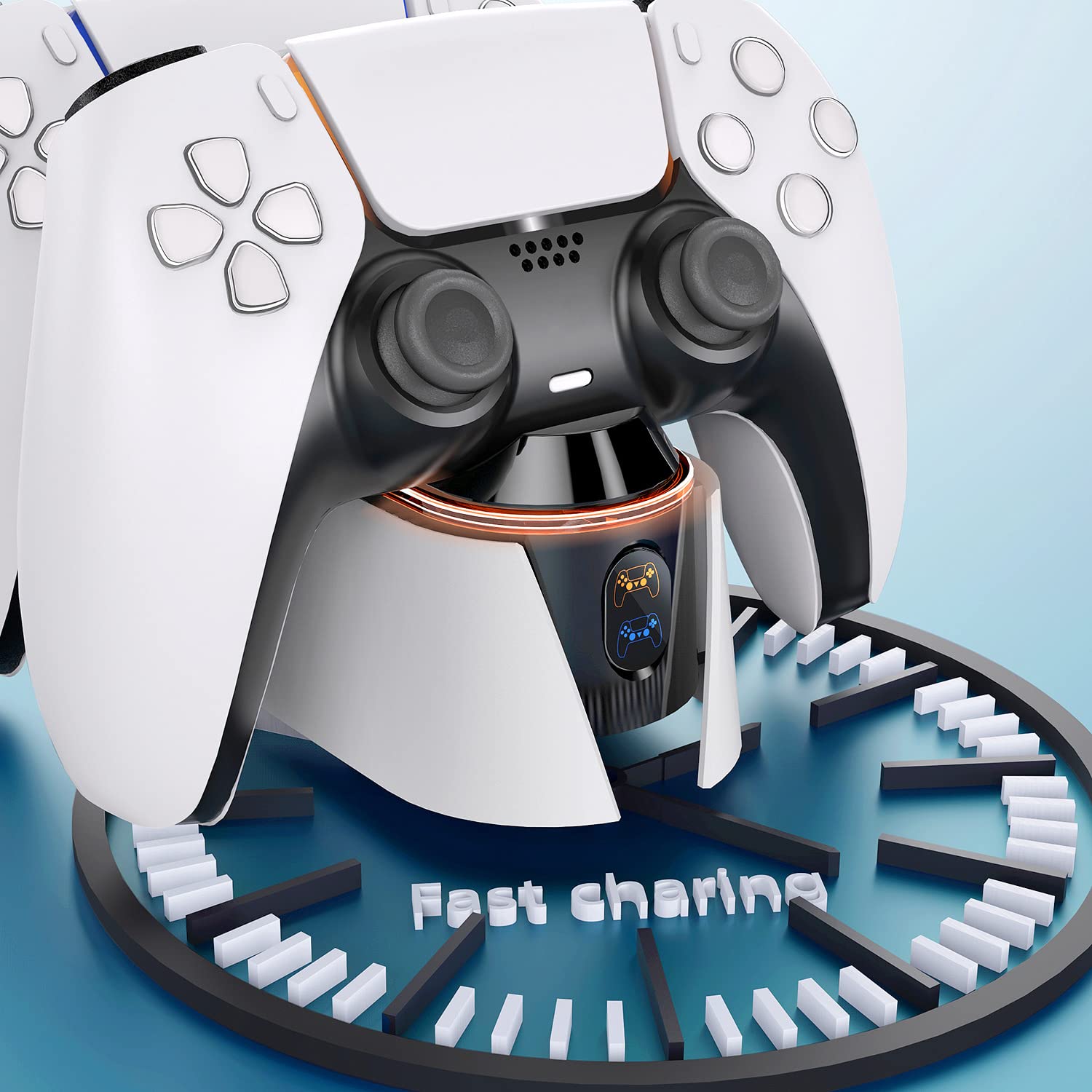 HLRAO PS5 Controller Charging Station,Upgraded PS5 Fast Charger Station with LED Indicators Light Contraller Charging Stand for Controller.