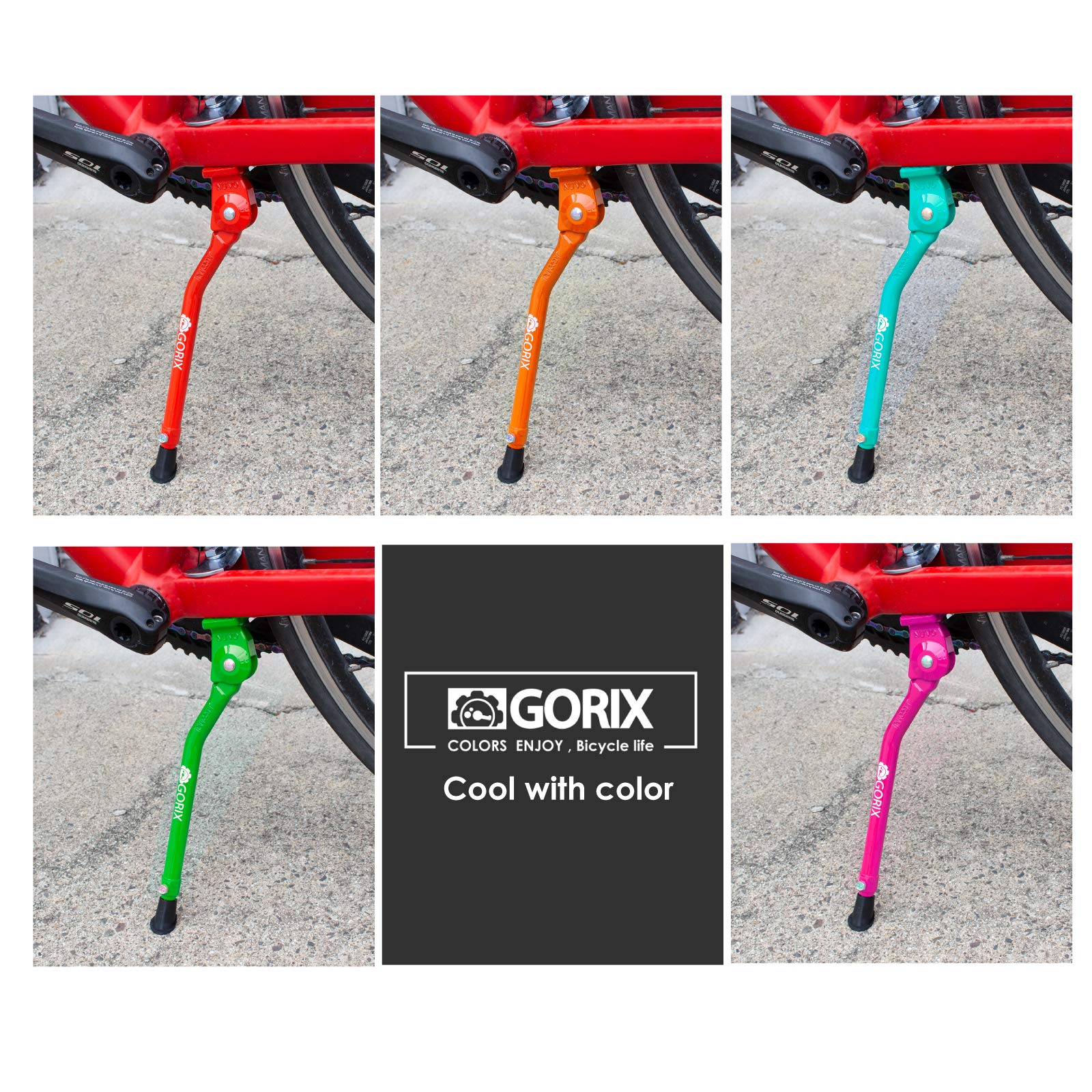 GORIX Bike Kickstand Side Road Mountain Bicycle Adjustable Portable (GX-KC22AAJ-Z(Global Edition)) (Pink)