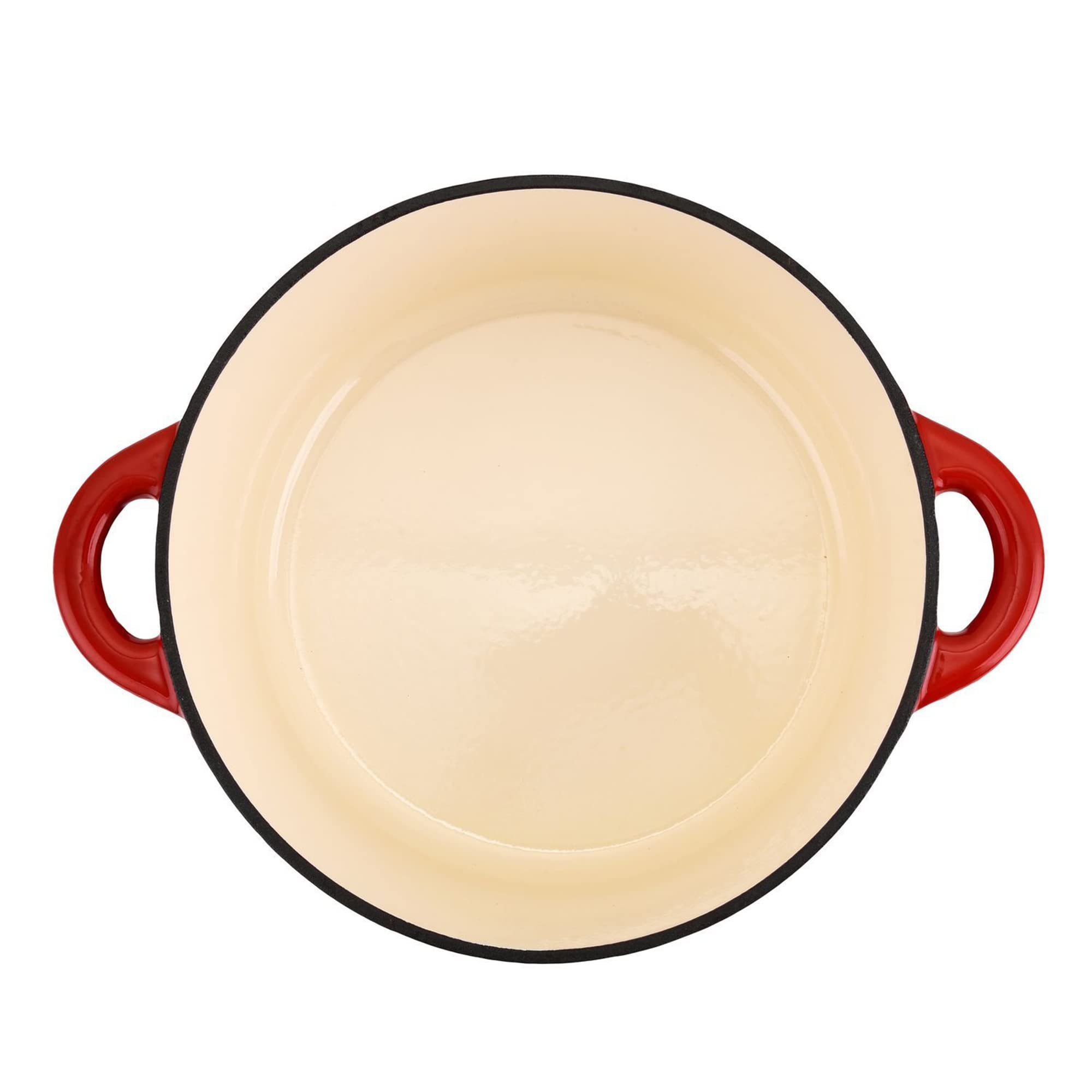 Hamilton Beach Enamel Coated Non Stick Dishwasher Safe Cast Iron Round Dutch Oven Pot, Frying Pan, and Sauce Pan Kitchen Set, Red (5 Pack)