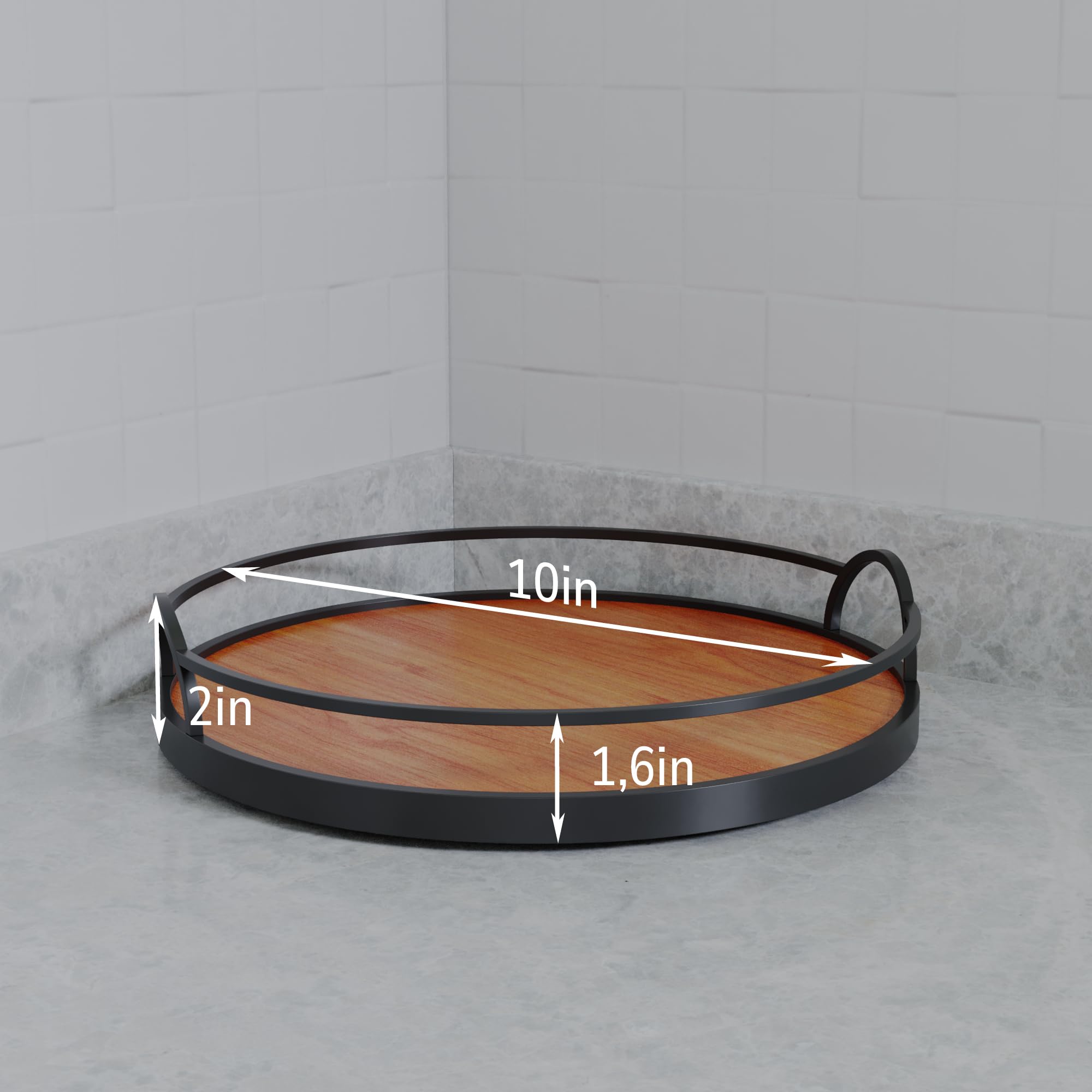 Lazy Susan Organizer - 10'' Wooden Lazy Susan for Table Top - Lazy Susan Turntable for Cabinet - Kitchen Countertop Organizer - Condiment Organizer - Small Lazy Susan for Dining Table