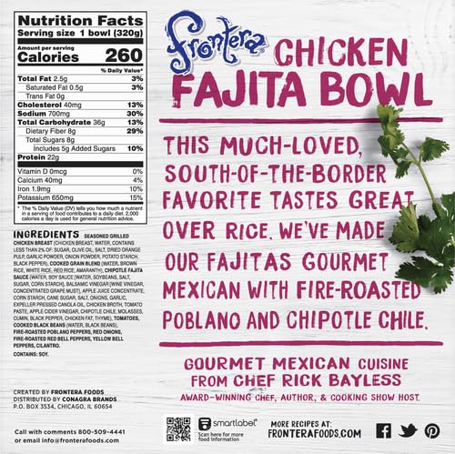 Frontera Chicken Fajita Bowl Frozen Meal, Medium, 11.3 oz