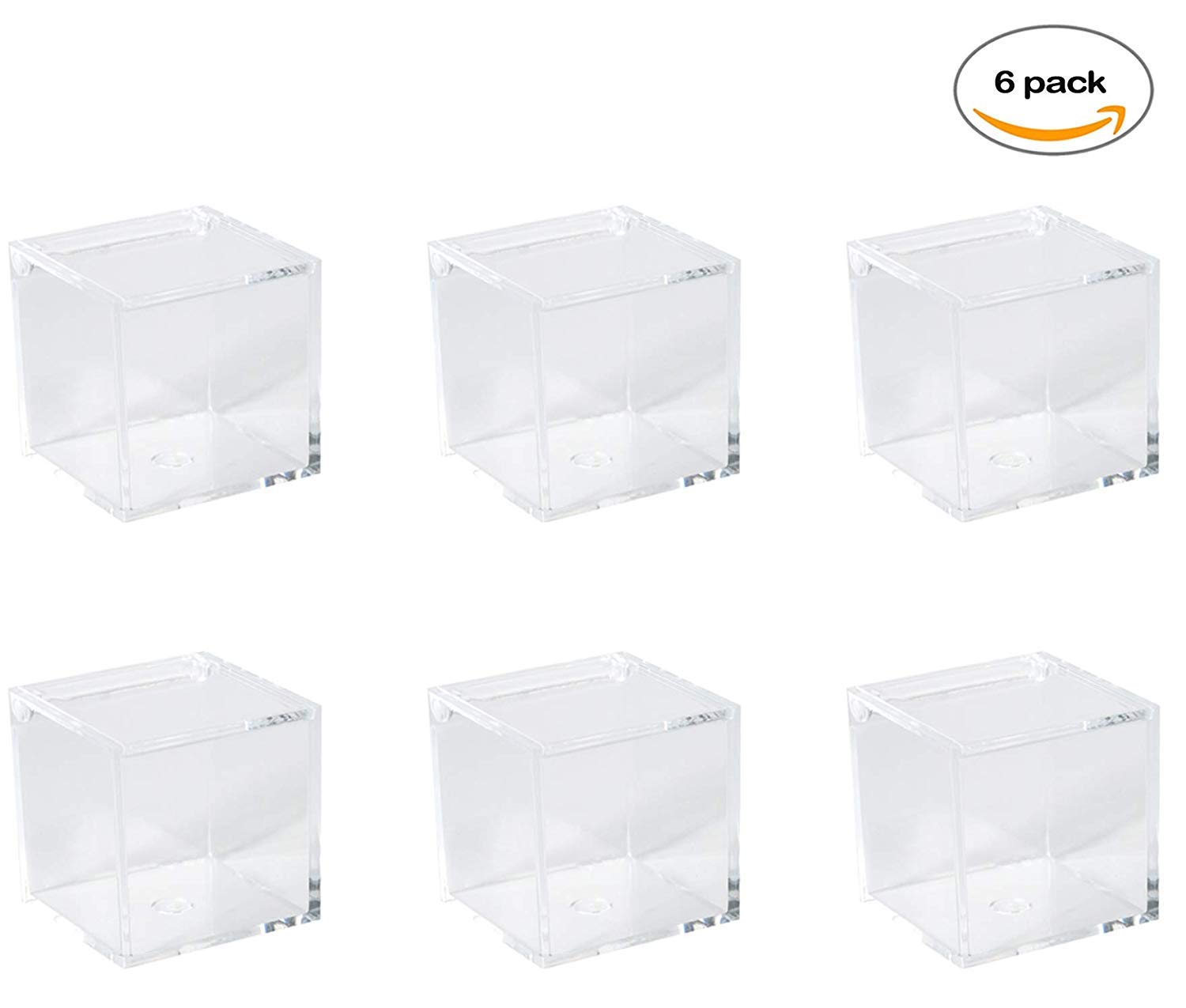 Hammont Clear Acrylic Boxes - 6 Pack - 2.36''x2.36''x2.76'' - Small Lucite Boxes for Gifts, Weddings, Party Favors, Treats, Candies & Accessories, Plastic Storage Boxes