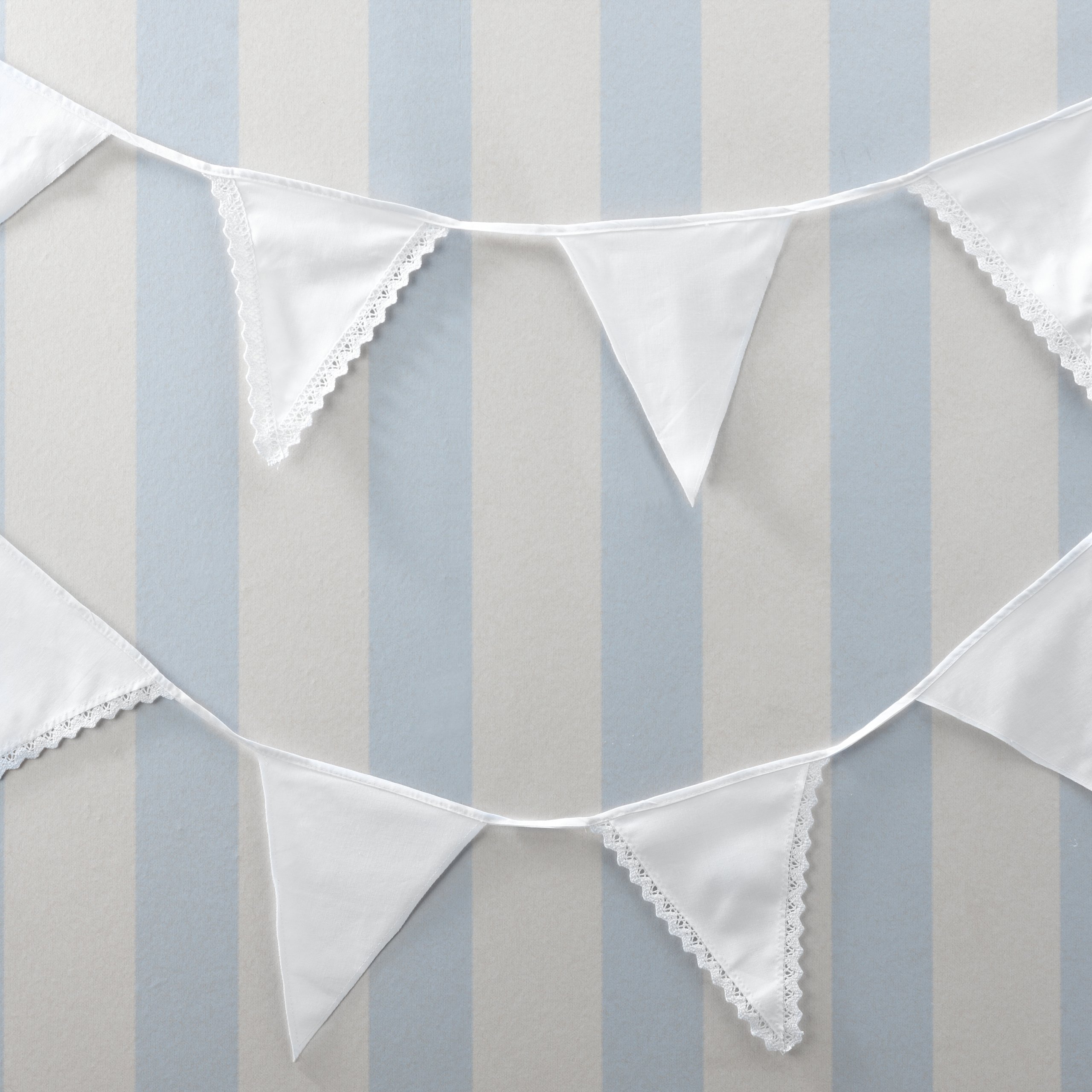 Ginger Ray Cotton Hanging Bunting with Lace Edging Banner, 3.5 Meters