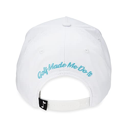Golf Made Me Do It Melody Rope Hat - Adjustable Snapback Golf Hat, One Size Fits All (White/Blue/Red)