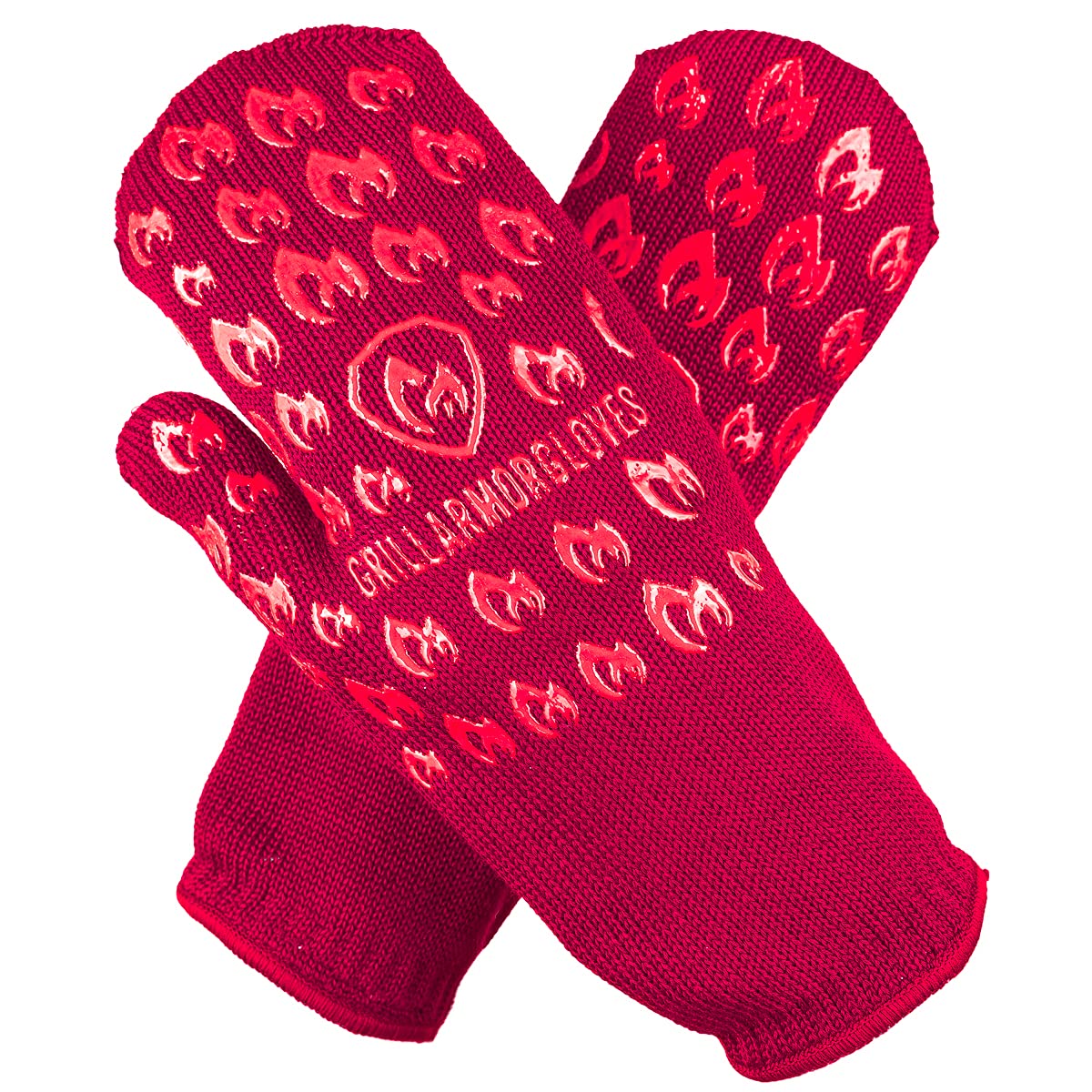 Grill Armor Oven Mitts - Extreme Heat Resistant EN407 Certified 932℉ - Cooking Mitts for BBQ, Grilling, Baking, Camping, Fire Pit, Cast Iron, Smoker, Pizza & More - Indoor & Outdoor - Red