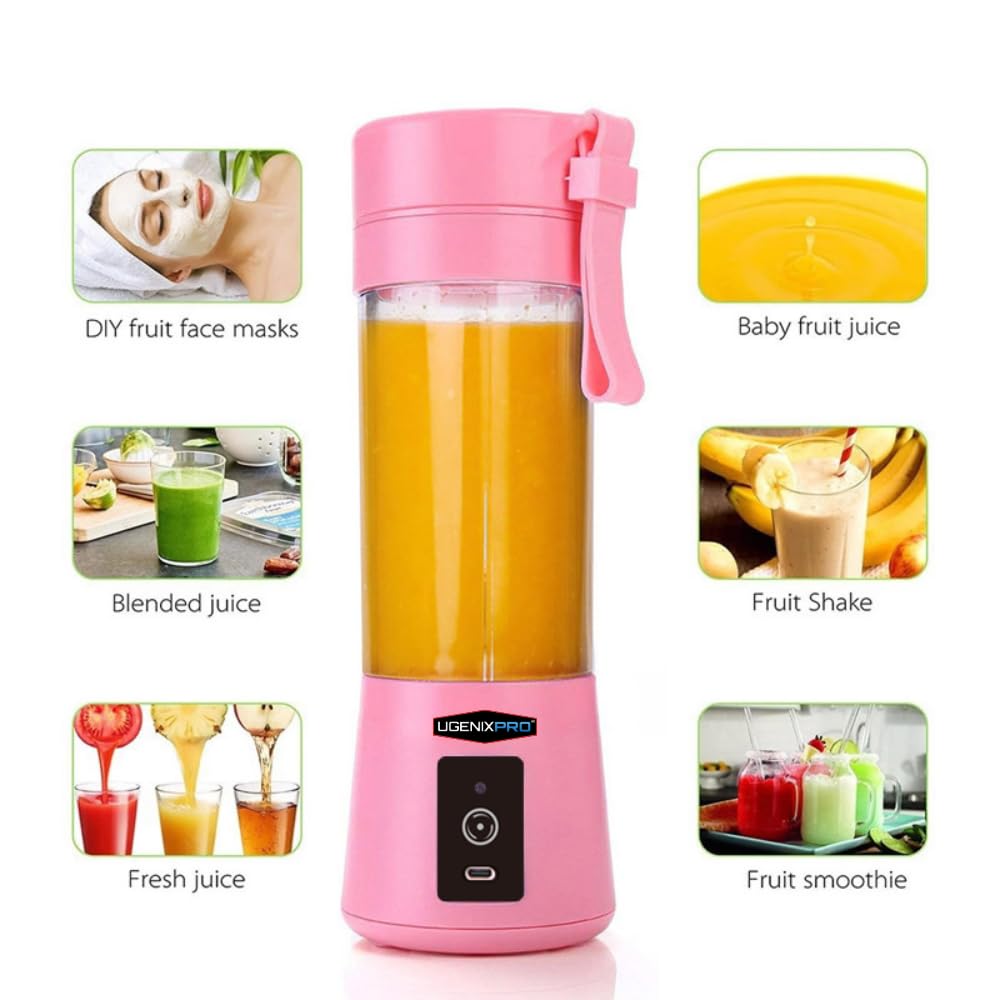 Generic Portable Blender, Pink, USB Rechargeable, Detachable Attachment, 380ml Capacity