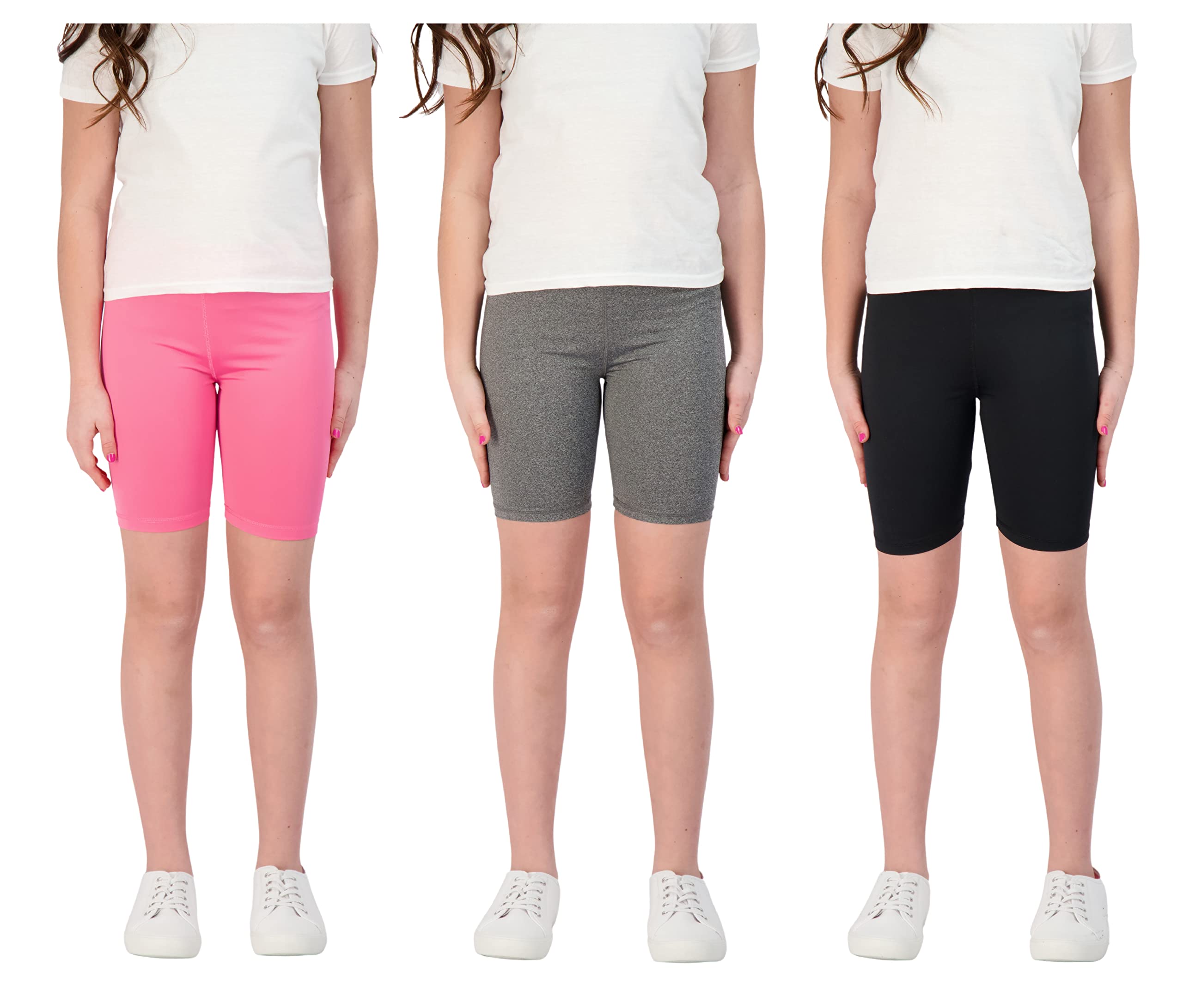 Hind 3-Pack Girls Athletic Shorts, Bike Shorts, Workout Clothes for Girls