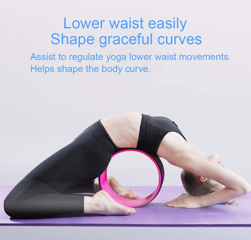 Generies Brands 13"x5" Foam Roller Yoga Wheel Back Roller Foam for Back Pain Therapy & Stretching,Improving Flexibility,Backbends & Yoga Poses (Purple & red)