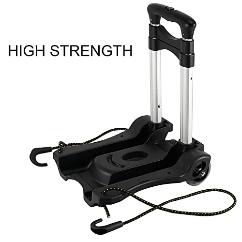 HOIGON Folding Hand Truck, 80lbs Capacity Portable Aluminum Folding Luggage Cart with 2 Wheels, 2 Bungee Cords for Moving, Shopping, Travel, Black
