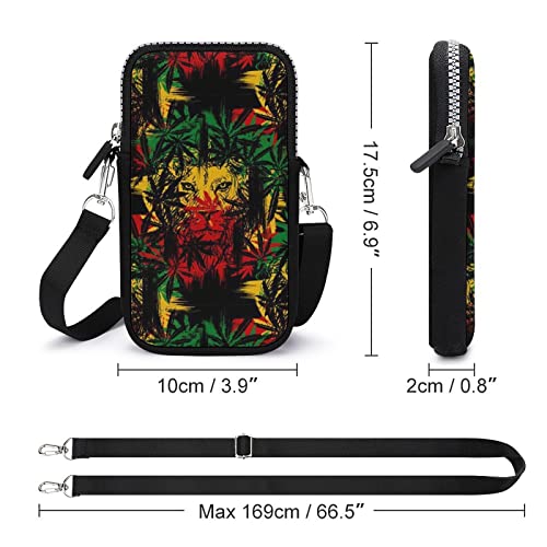 Jamaica Rasta Lion Cell Phone Purse Lightweight Cross-body Shoulder Bag Card Wallet for Women Men