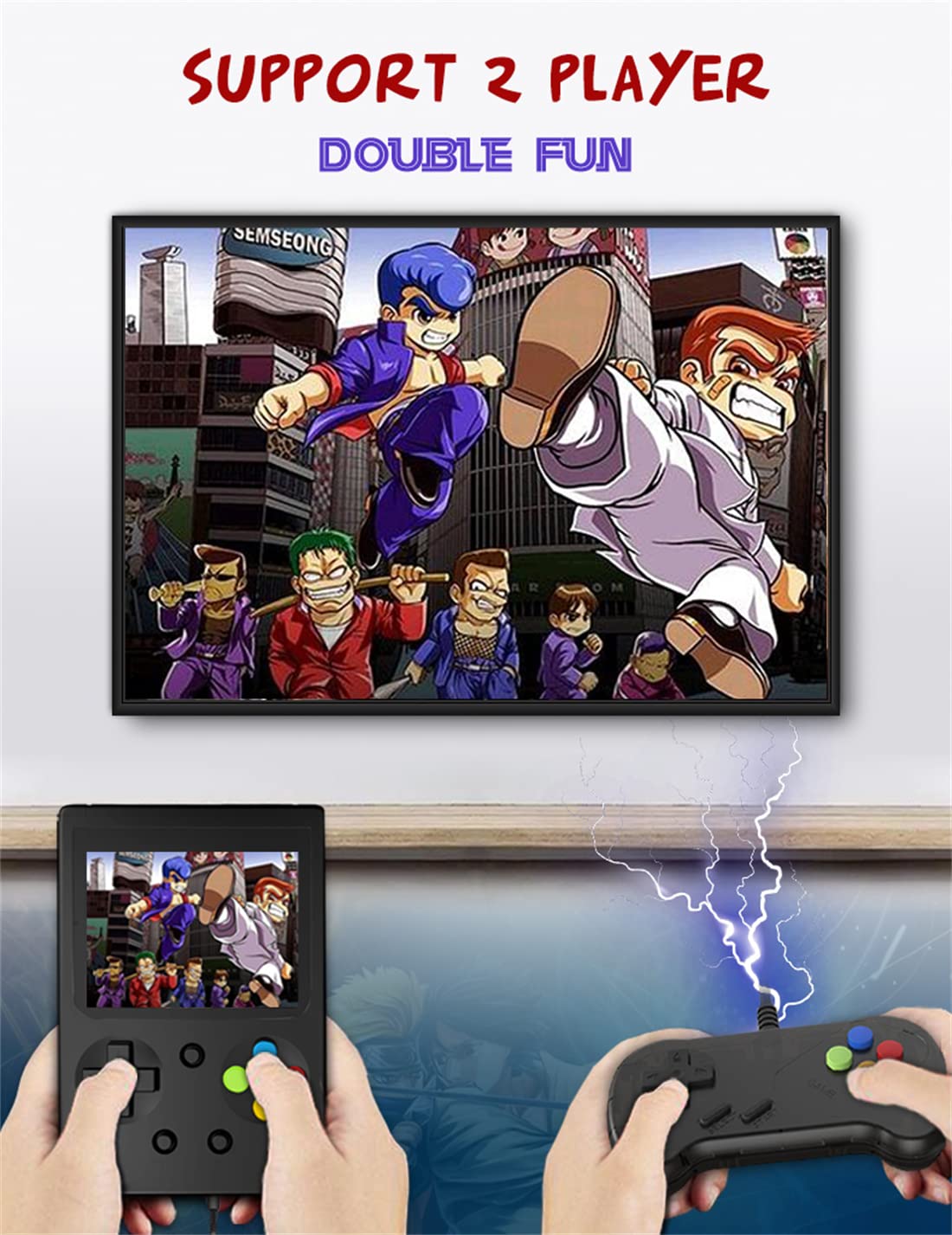 Handheld Game Console for Kids Adults, 3.0" Screen 500 Classic Retro Video Games for Birthday Gift, Support 2 Player and Play on TV