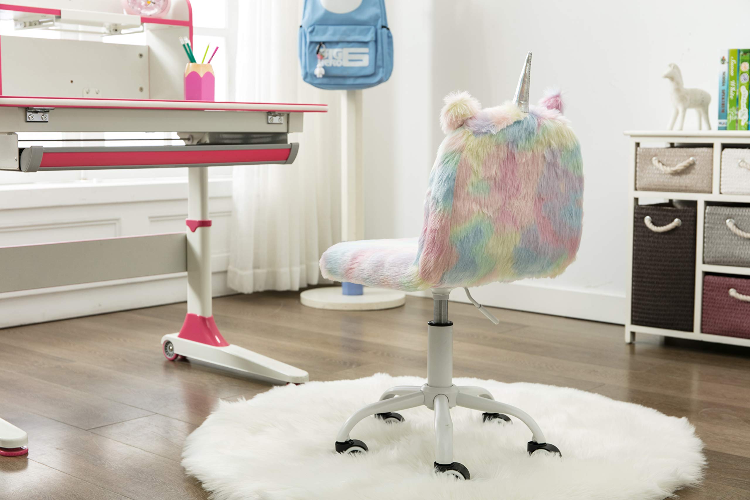 Guyou Children's Rabbit Chair, White Foot Sweat Seats Study Desk Chair Animal Computer Rolling Swivel Playing Chair (Pink)