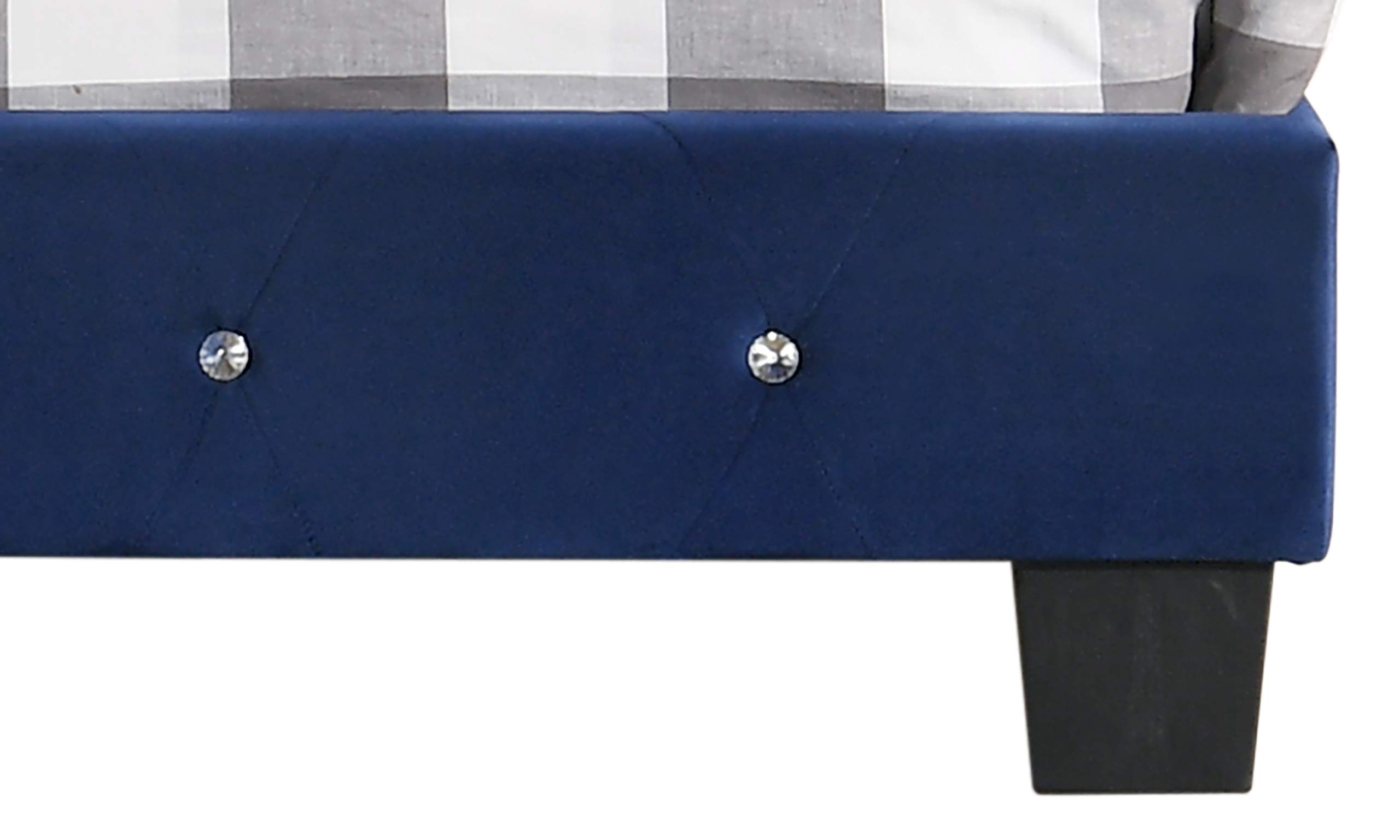 Glory Furniture Suffolk Velvet Upholstered King Bed in Navy Blue