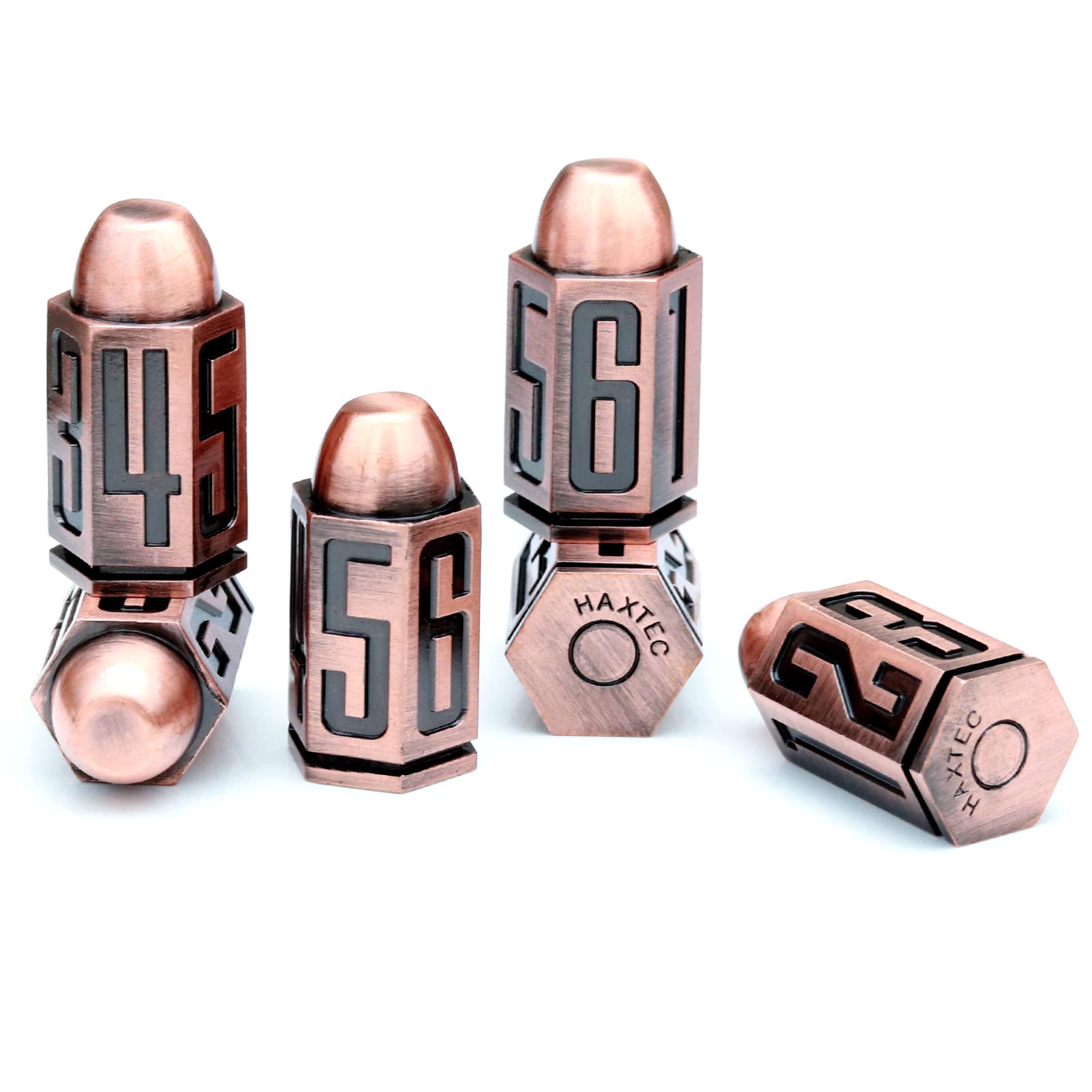 Haxtec Bullet Metal Dice Set 6 Pack Metal D6 Dice Polyhedral D&D Dice for D and D Dungeons and Dragons Accessories