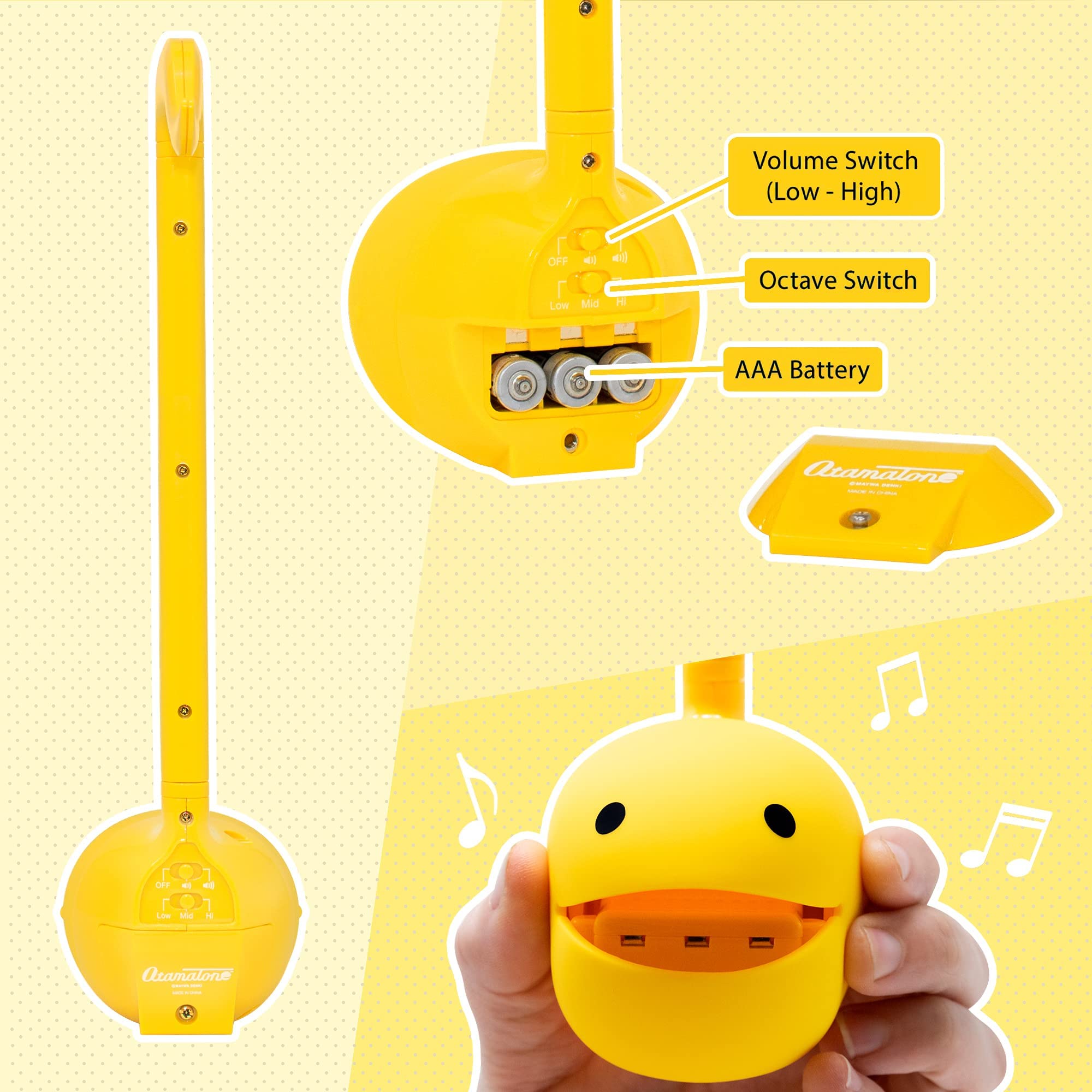 Hamee Otamatone [Color Series] Japanese Electronic Musical Instrument Portable Synthesizer from Japan by Cube/Maywa Denki [English Version] [Regular Size], Yellow