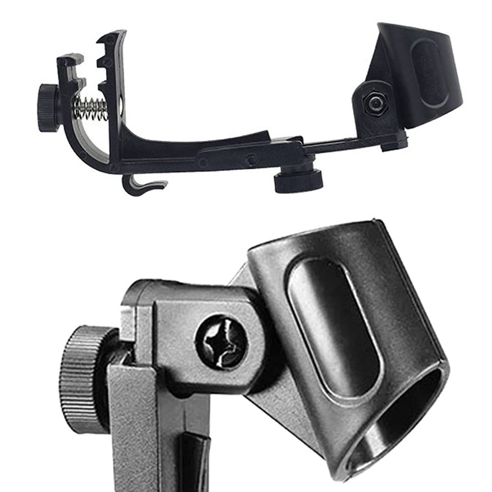 GEZICHTA 2 PCS Drum Adjustable Microphone Holder 180 Degrees Rotation Drum Microphone Clips,Clip Musical Shockproof Snar-e Mount Clamp Instrument Accessories(Black,Size:0.71x1.1inch)