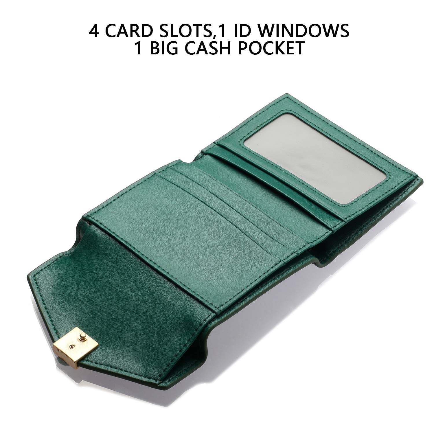 Genuine Leather Wallet for Women, Rivet Studded Money Organizer, Smart Leather Credit Card Case, Multipurpose Small Purse (Dark Green)