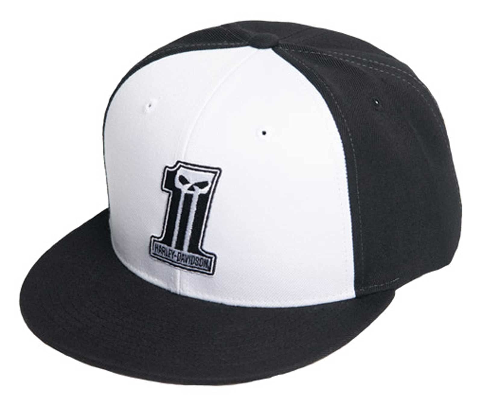 Harley-Davidson Men's Dark Custom Snapback Flat Brim Baseball Cap, Black/White