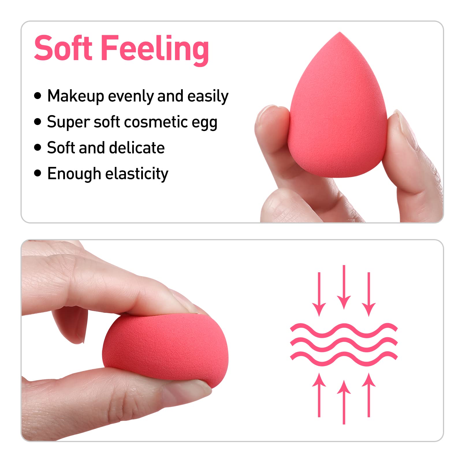 Makeup Sponge Set 5 Pcs Makeup Blenders Latex Free Beauty Sponges Blending for Cream Liquid Foundation Powder Cosmetic with Sponge Holder, Wet & Dry Use.