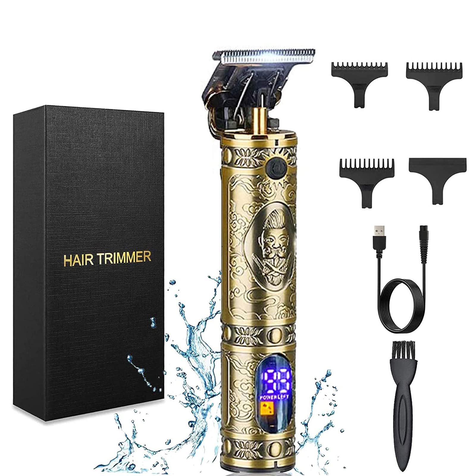 Hair Clippers for Men, Professional Zero Gapped Trimmer Cordless Electric Pro Li Outline Trimmer for Barber Beard Body T Blade Trimmer Rechargeable for Men with LED Display